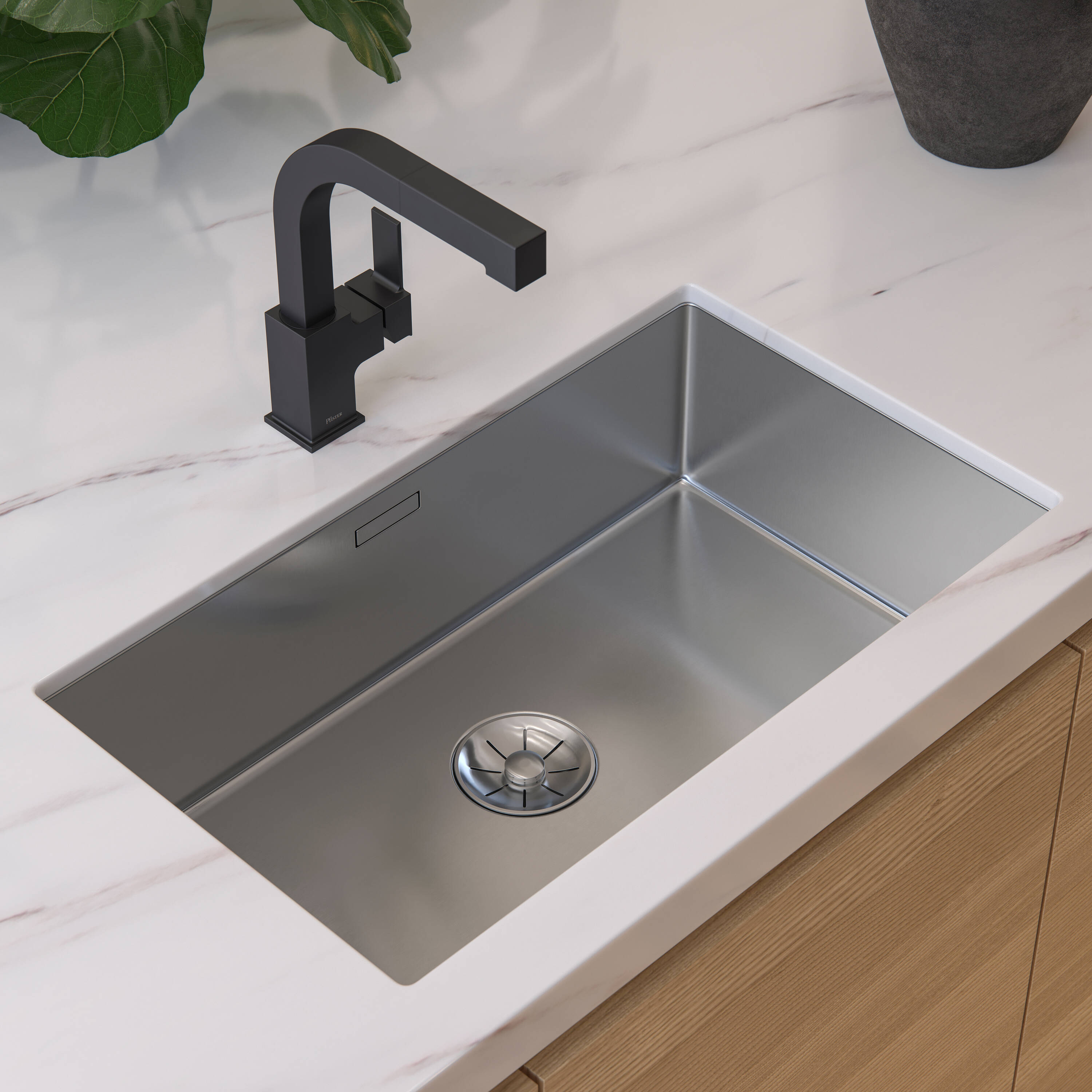 Pfister Arkitek Matte Black Single Handle Deck-mount Kitchen Faucet ...