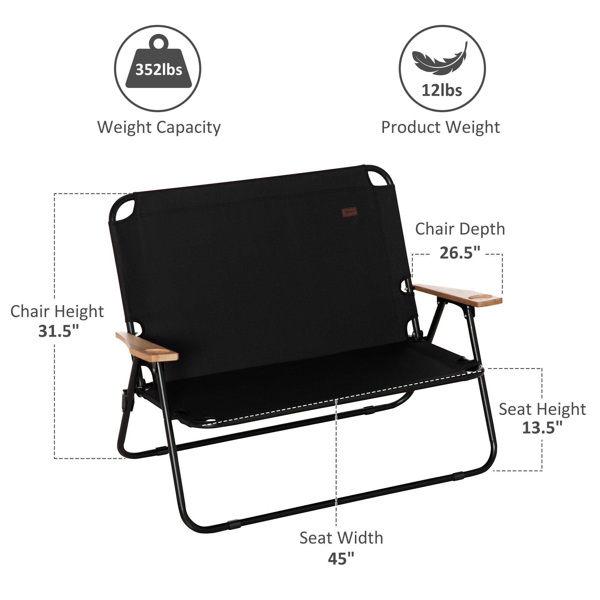 Miki Shinly Outdoor Patio Chair Black Steel Frame Stationary Beach ...