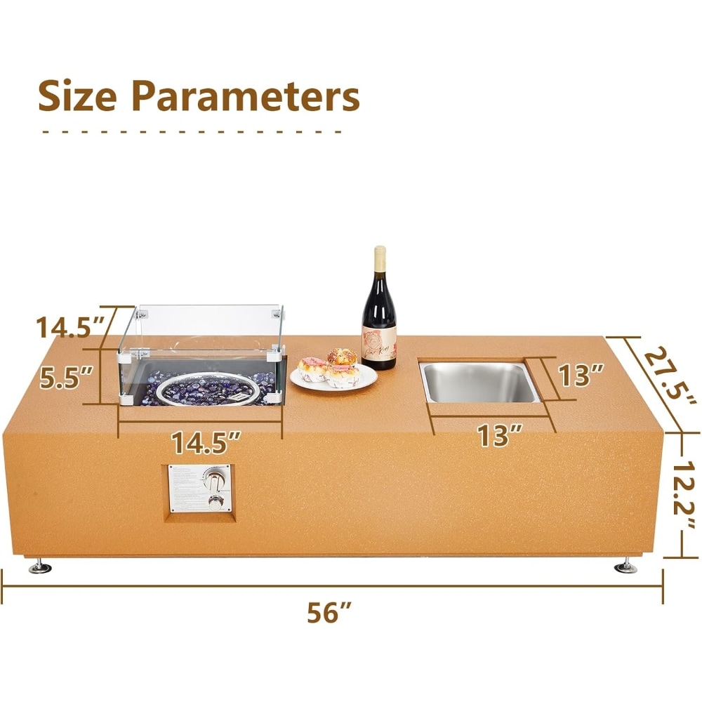 Garvee 56 Inch 50000 BTU Propane Fire Pit Table with Wind Guard ...