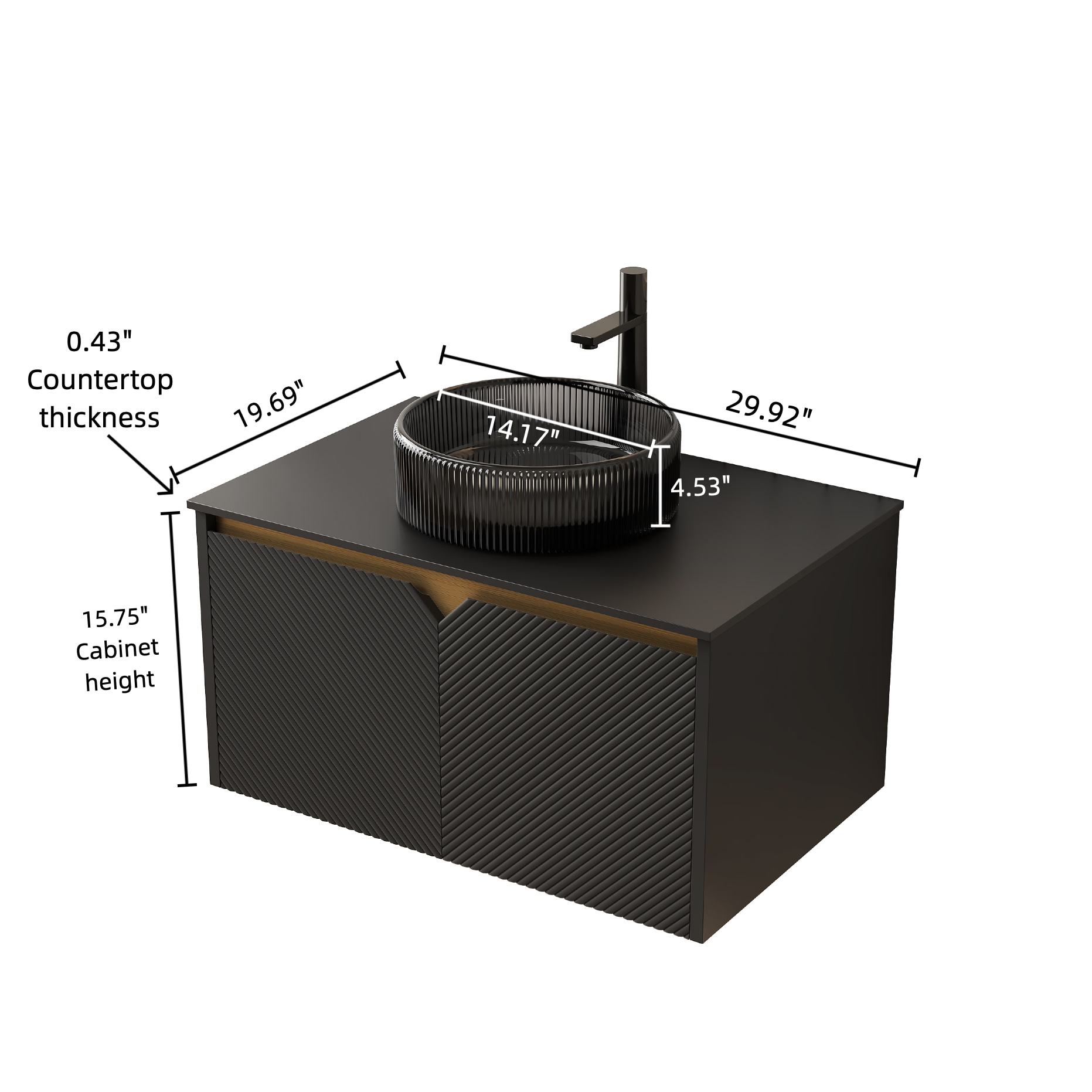 Huluwat 30 Inch Bathroom Vanity and Sink Wall Mounted Floating Plywood ...