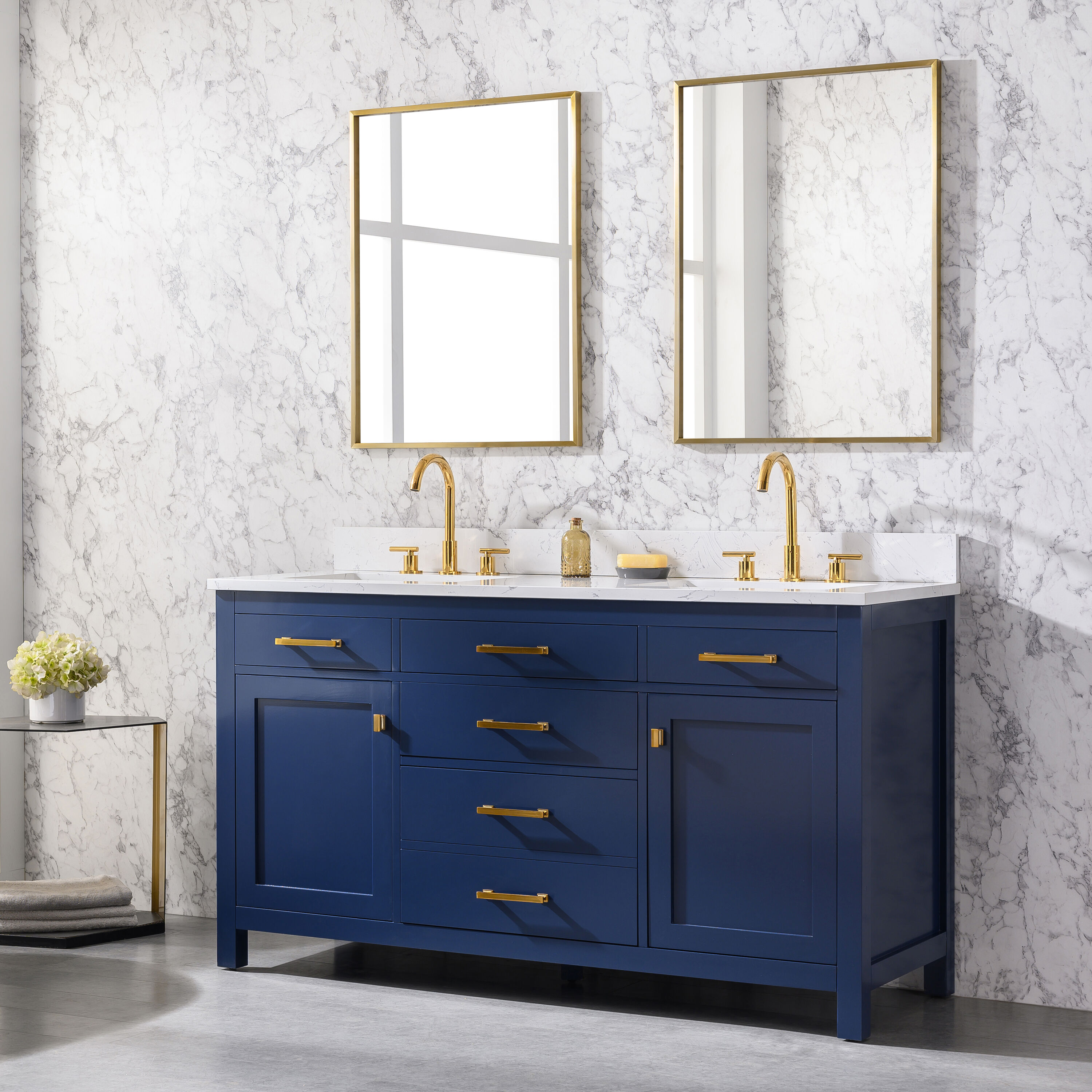Sudio Design JASPER 60-in Navy Blue Undermount Double Sink Bathroom ...