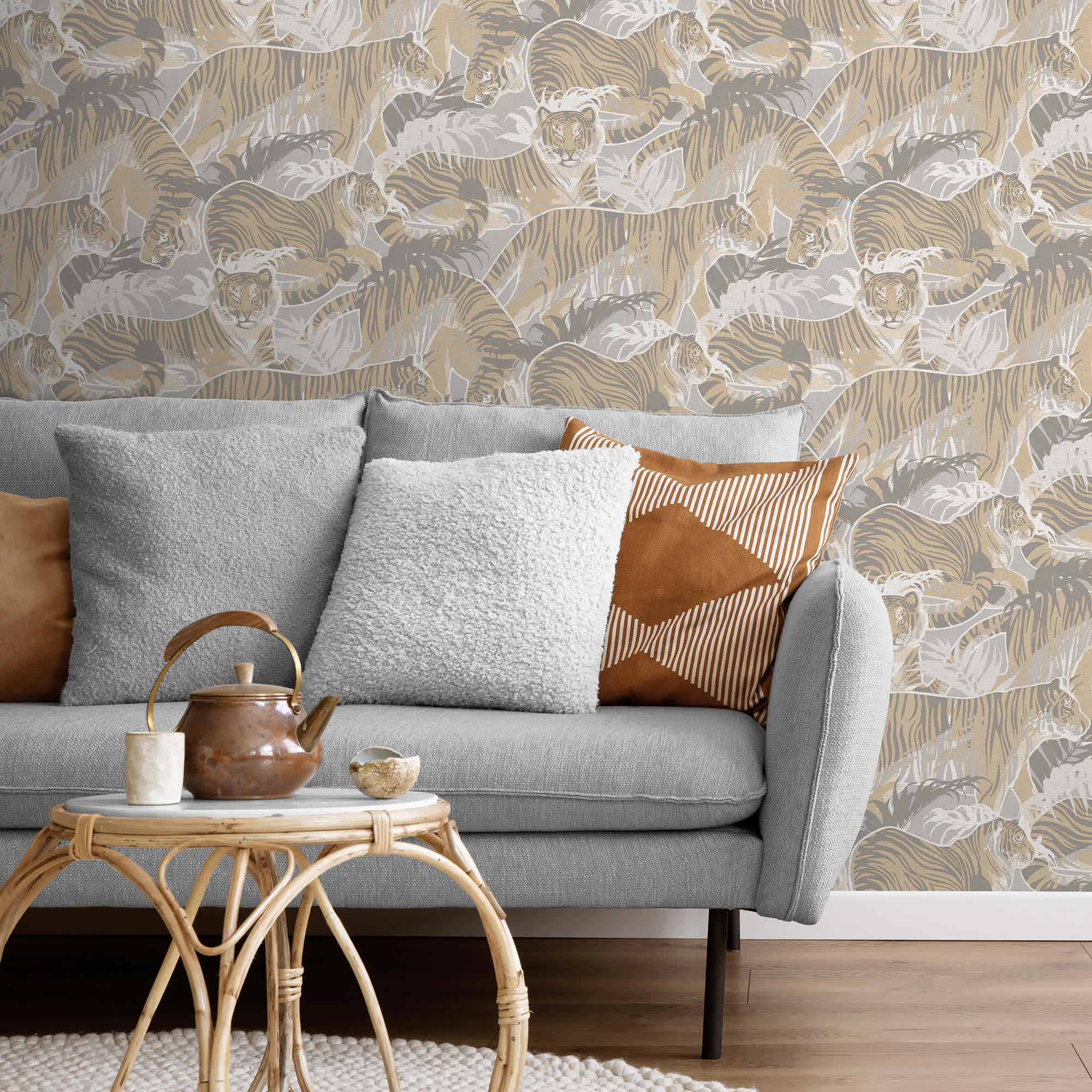 Veer Decor Tiger Squad Beige Wallpaper in the Wallpaper department at ...