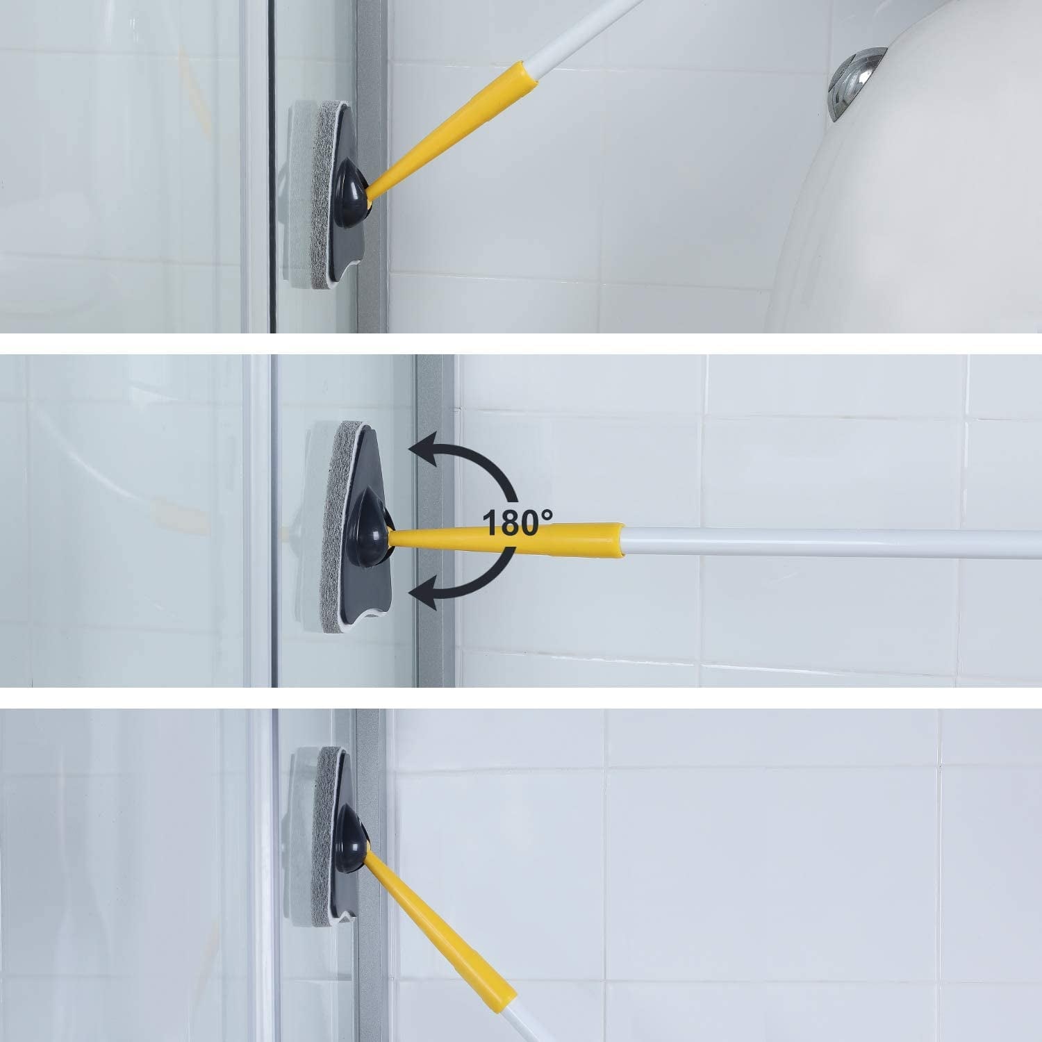 Tinyhomie 2 in 1 Tub Tile Scrubber Brush Cleaning Pole Stiff Bristles ...