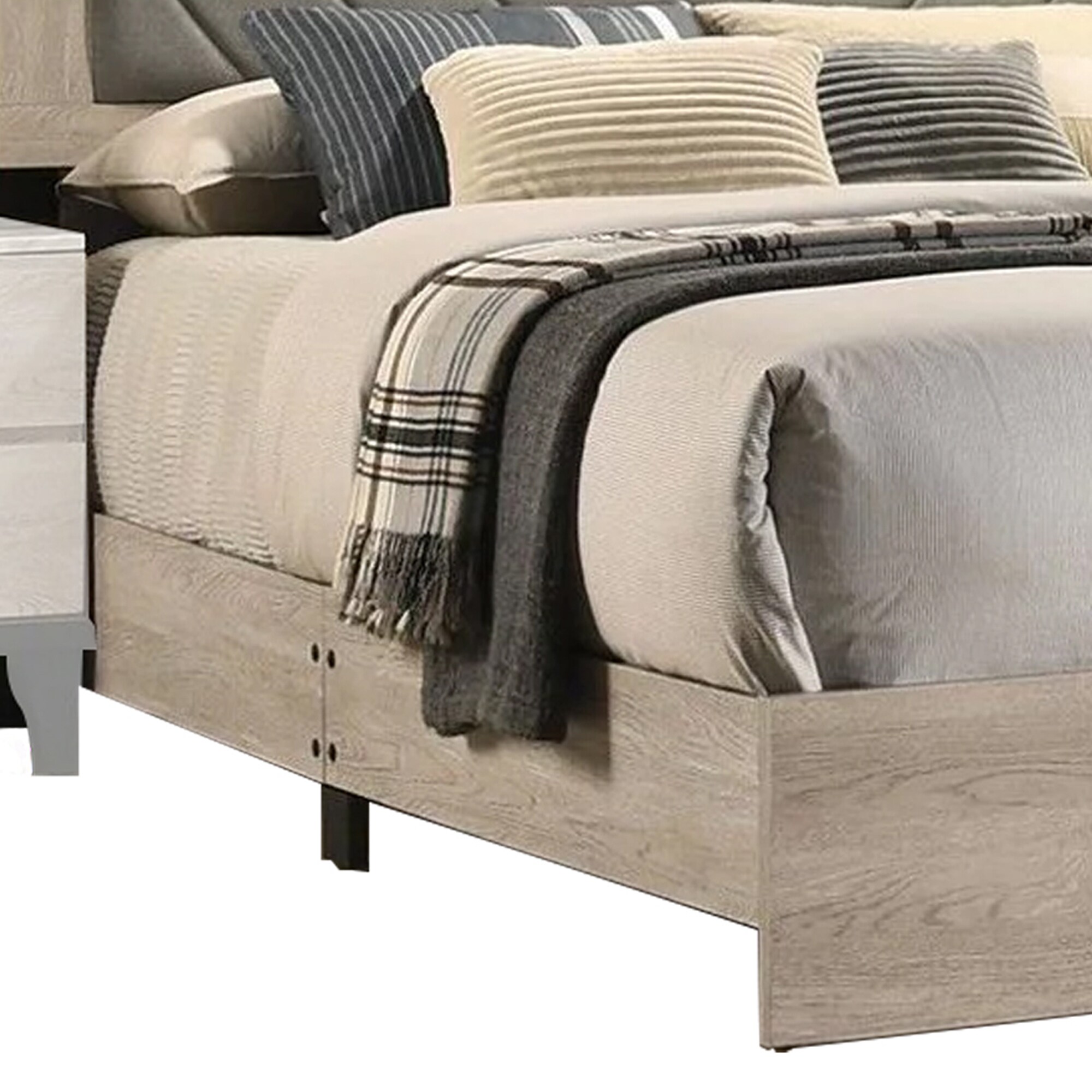 Benzara Cato Upholstered California King Bed-Tufted Gray Headboard ...