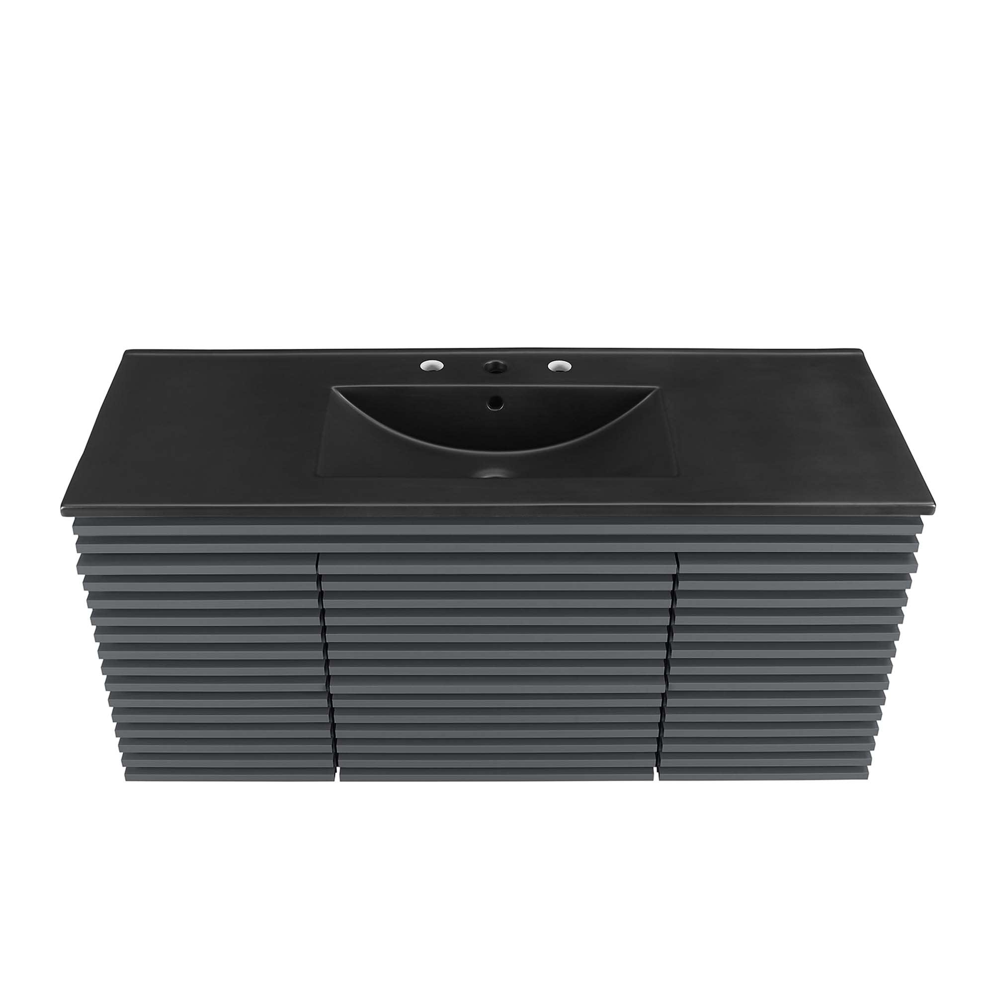 Modway Render 48-in Wall-Mount Bathroom Vanity in Gray Black in the ...