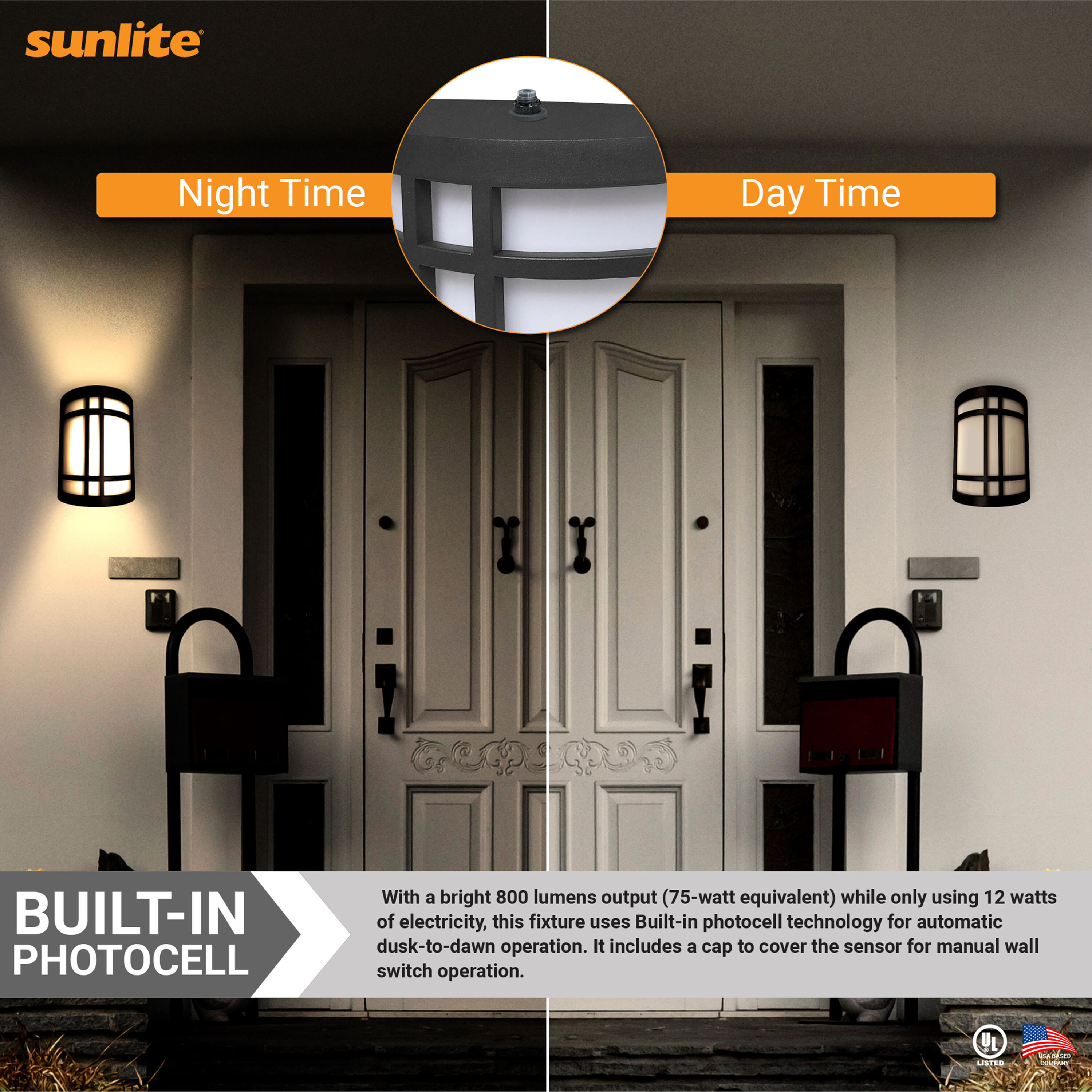 Sunlite 10-in H Black Dusk to Dawn Integrated LED Outdoor Wall Light ...