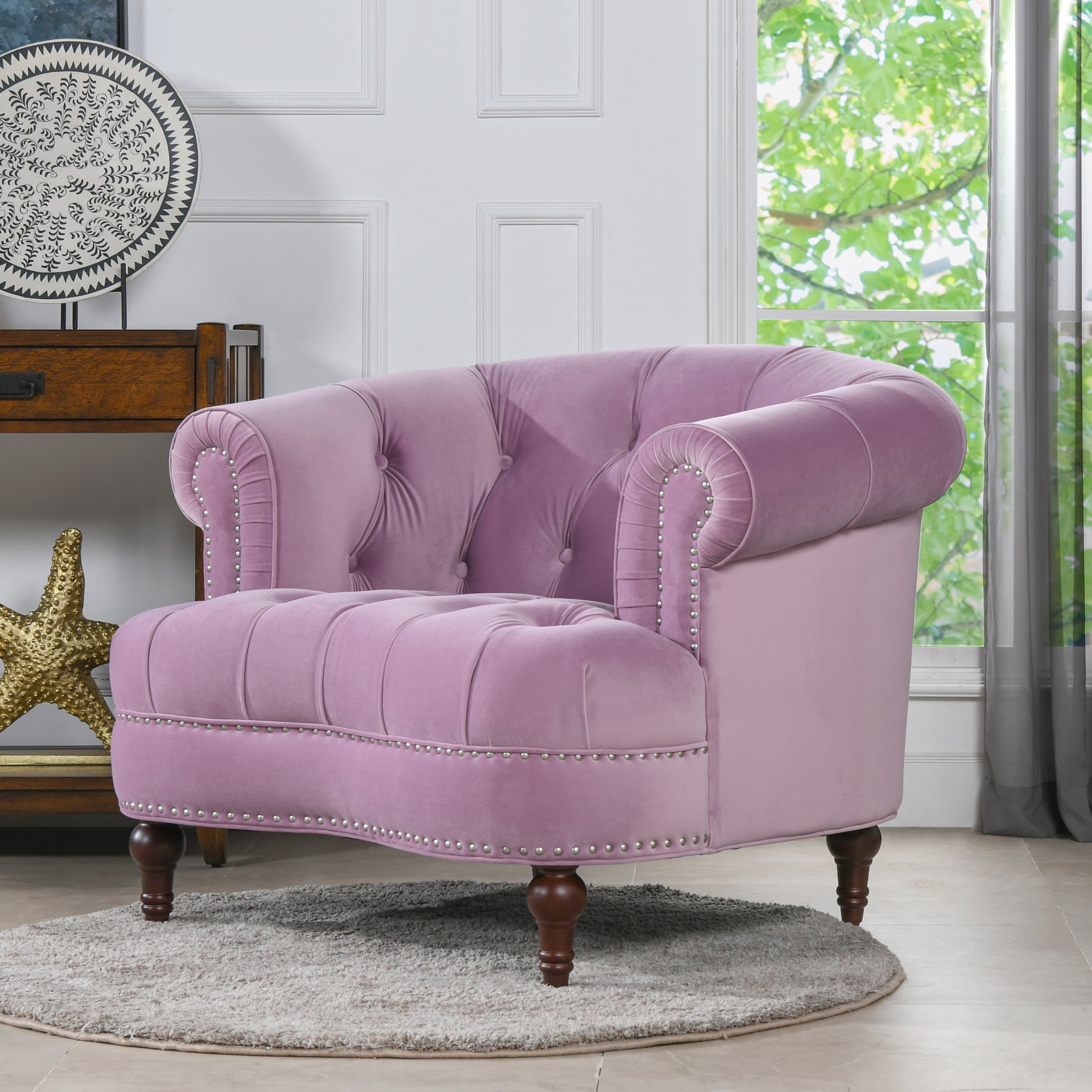 Jennifer Taylor Home La Rosa 42-in W Victorian Lavender Purple Velvet ...