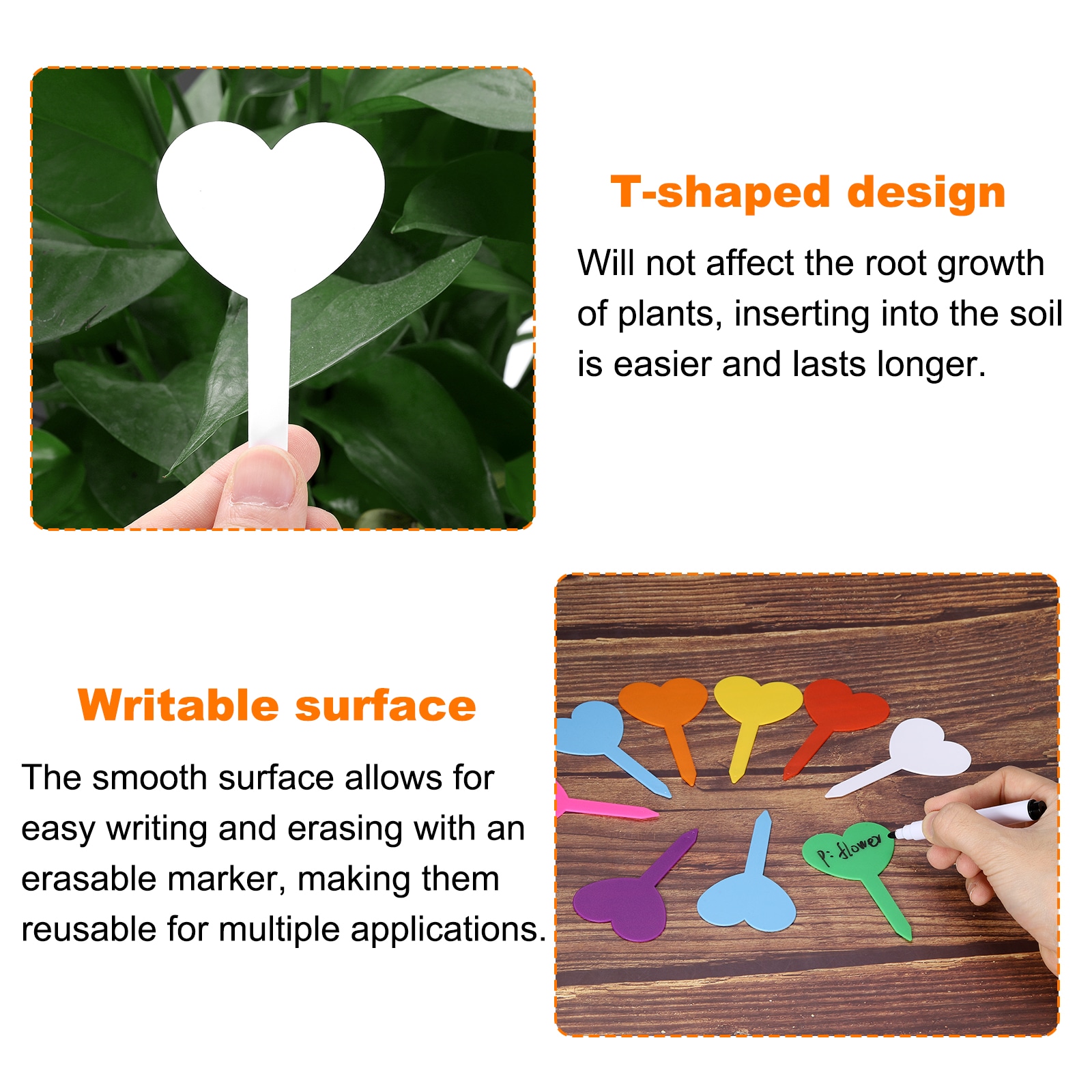 Harfington 100pcs Plastic Plant Labels 3.26 x 1.97 Inch Reusable ...