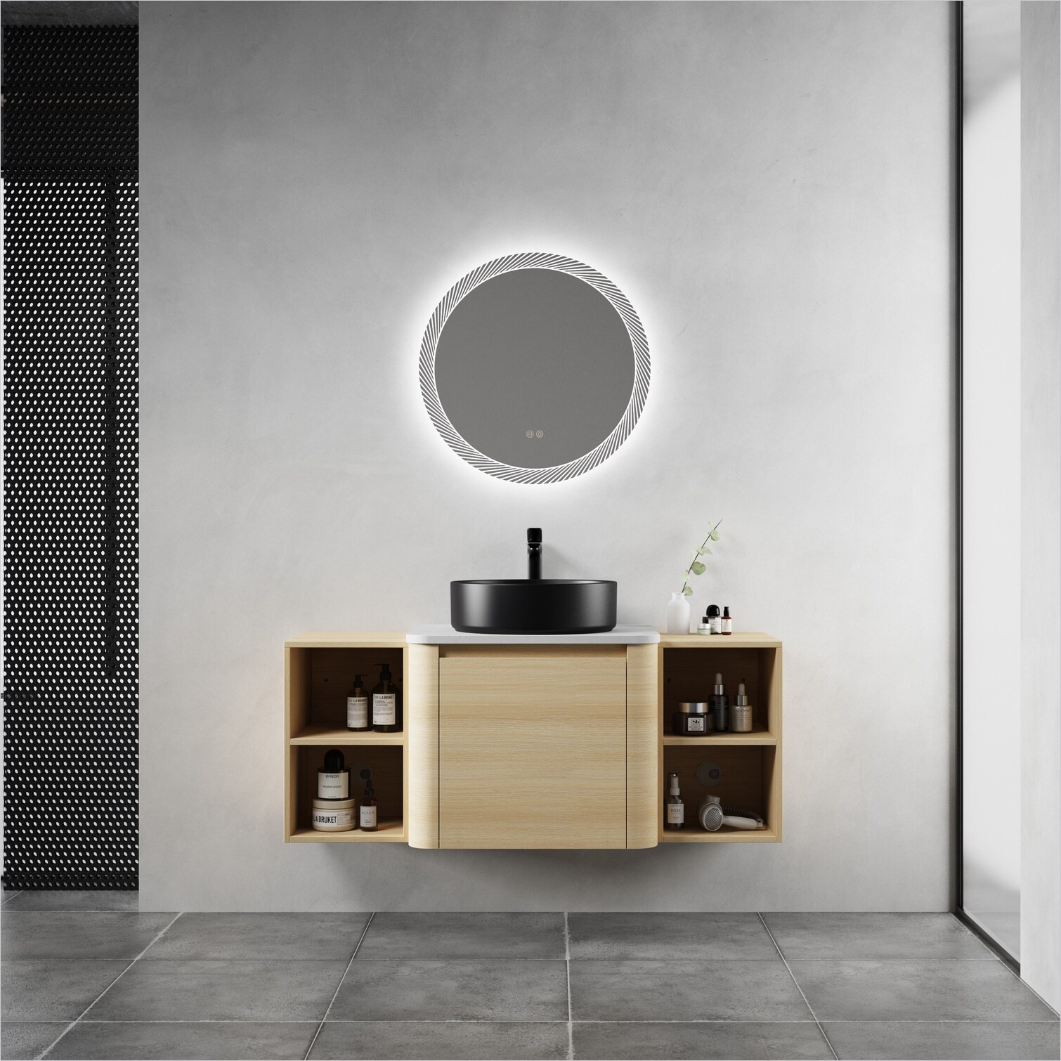 SunJet Bathroom Vanity with Integrated Ceramic Sink Wall-Mounted Design ...