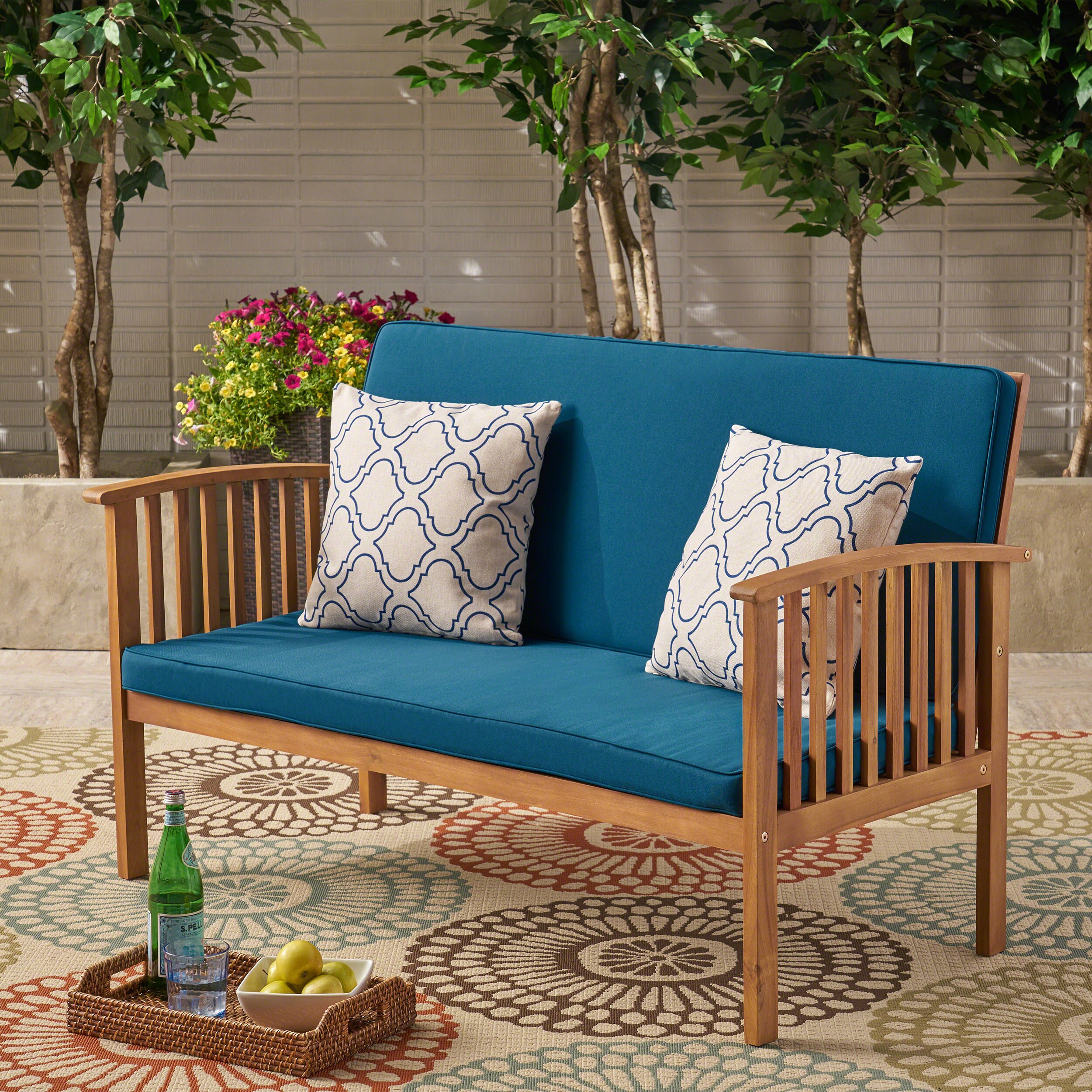 Best Selling Home Decor Casa Outdoor Sofa with Navy Cushions and Acacia ...
