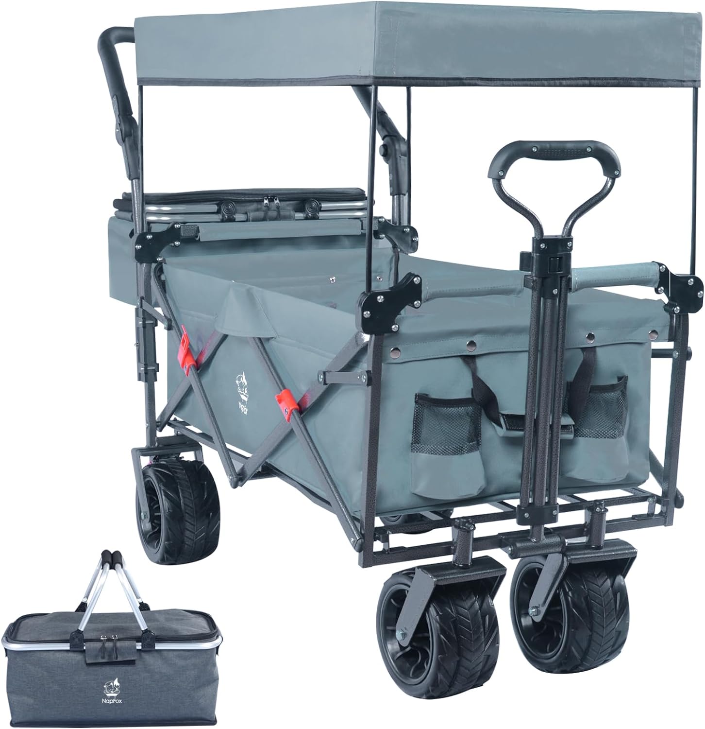 LOVMOR Collapsible Wagon 140L Wagons Carts Foldable with Removable ...