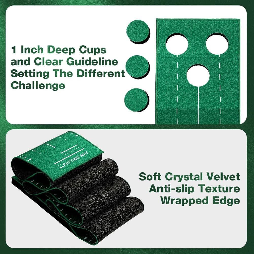 Aoibox Indoor Putting Green Game Set 8.5 ft Golf Putting Mat with 1 ...