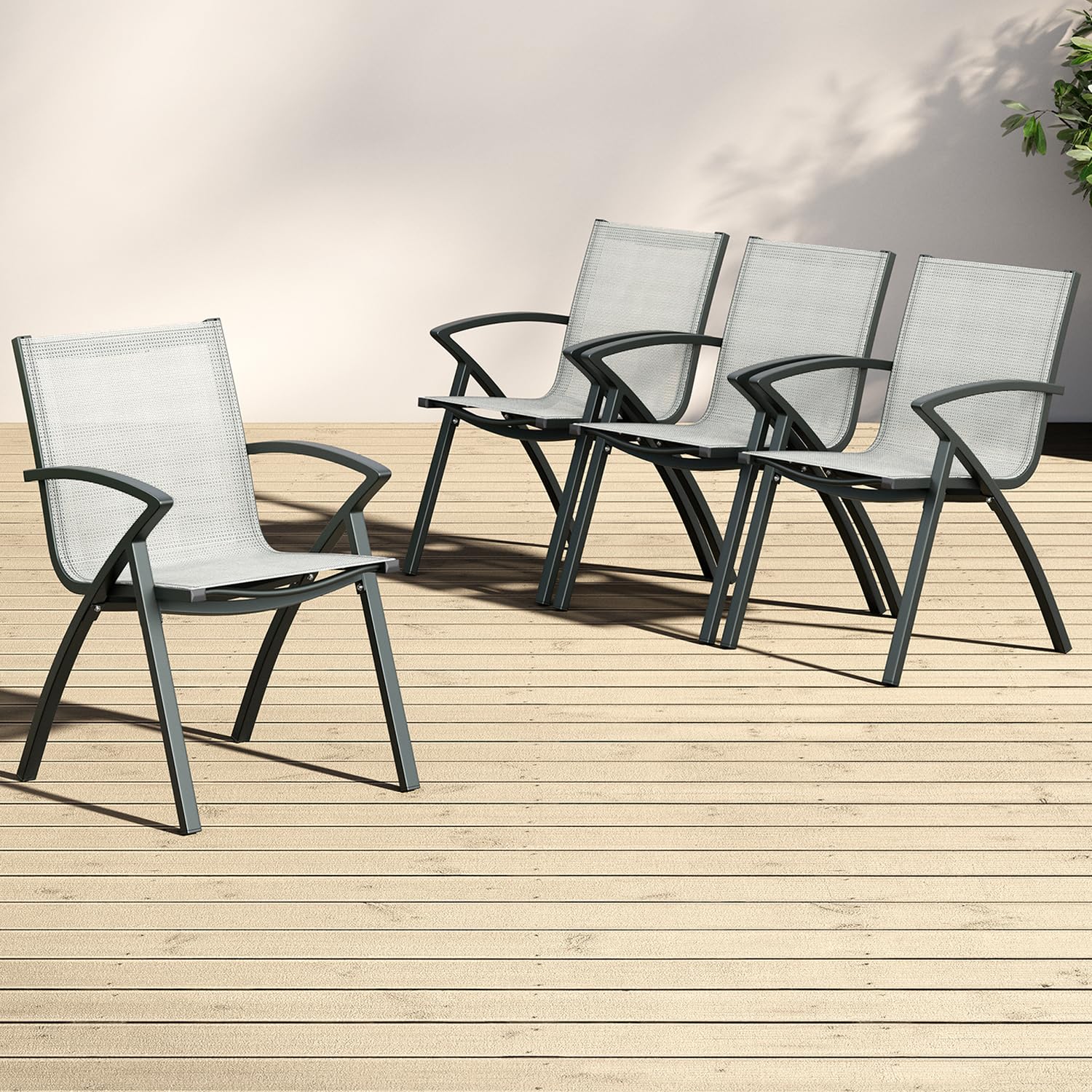 GarveeLife 4PCS Modern Aluminum Outdoor Dining Chairs Quick Dry ...