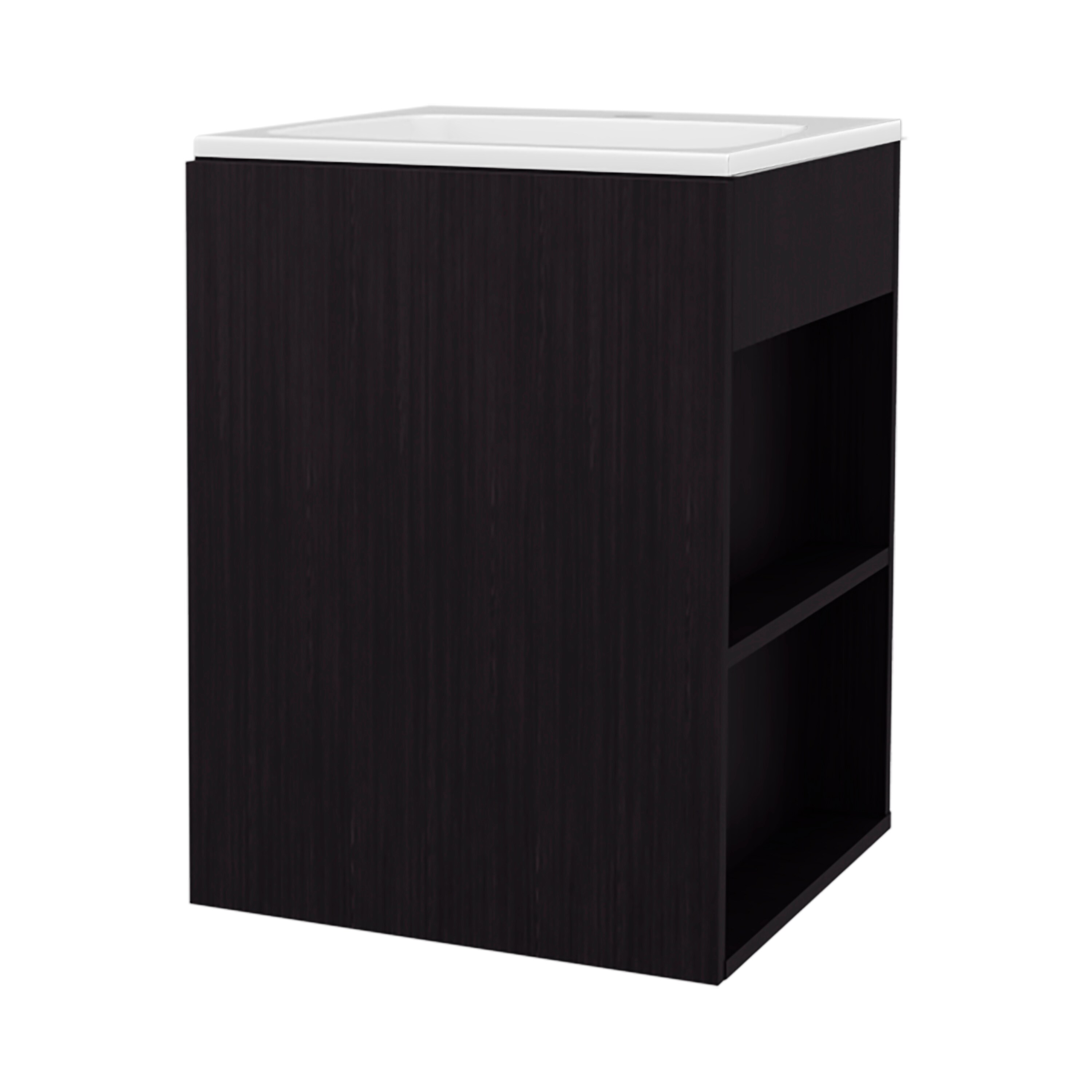 LUXEYARD Siena Compact Vanity Cabinet Single Door Two Open Side Shelves ...