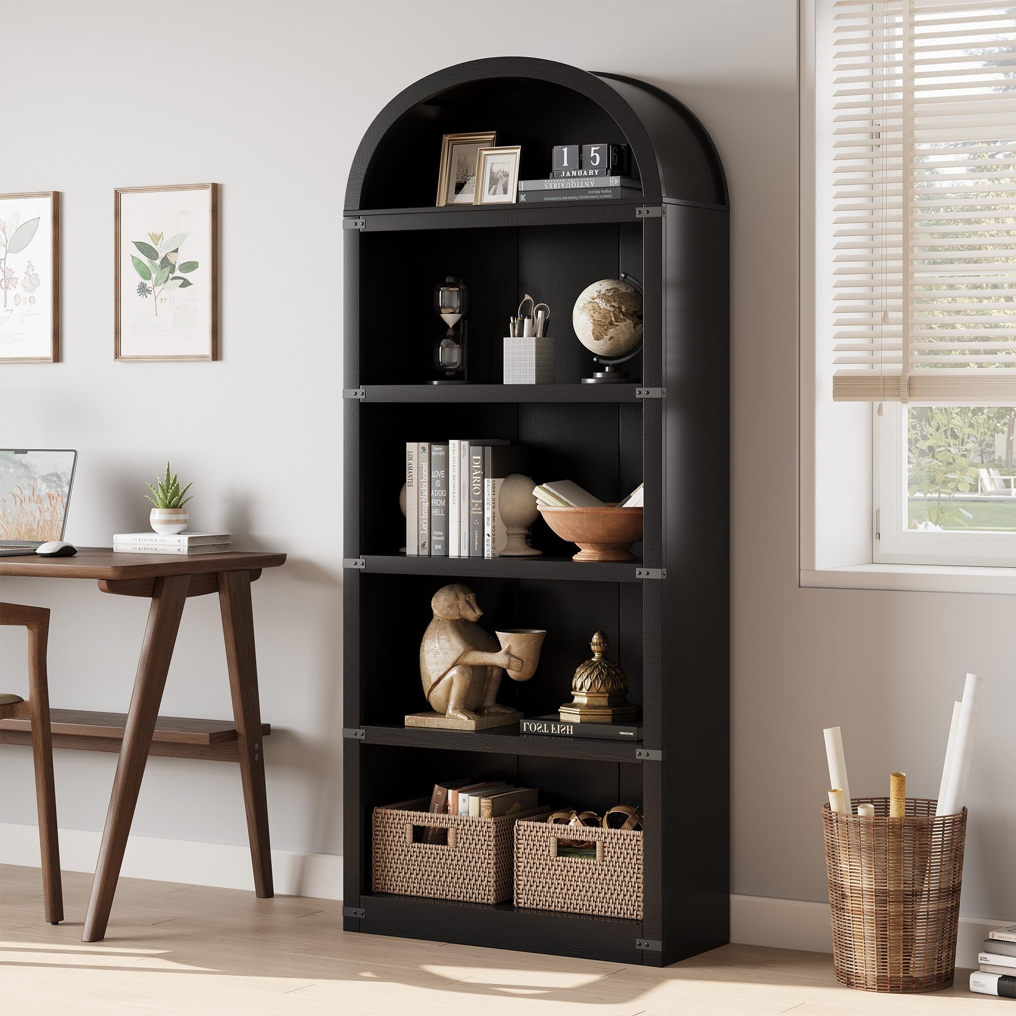 Garvee 5 Tier Bookshelf Arched Bookcase Arched Display Racks Standing ...