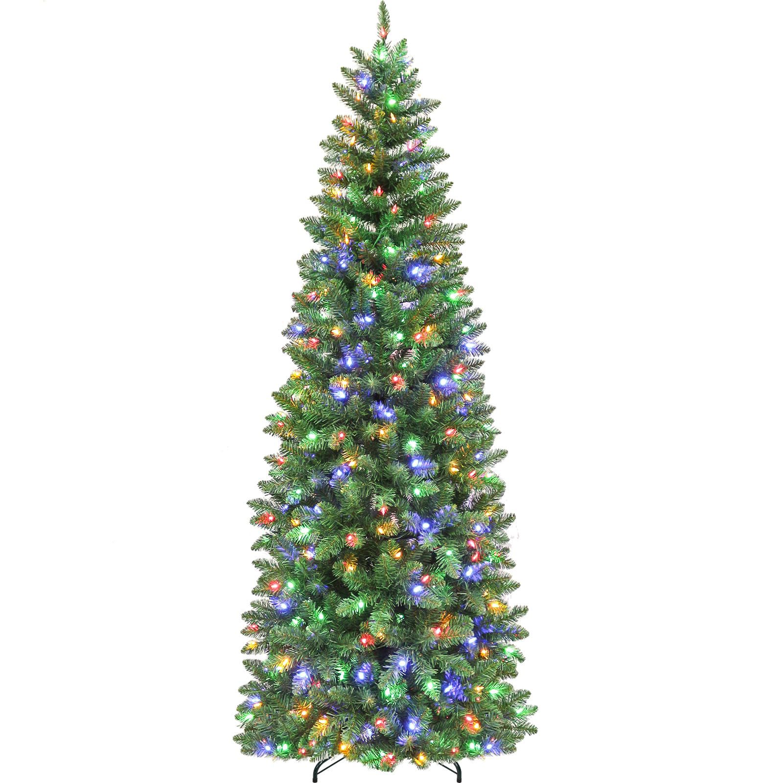 vivatrees 6 ft Prelit Pencil Slim Artificial Christmas Tree with 200 ...