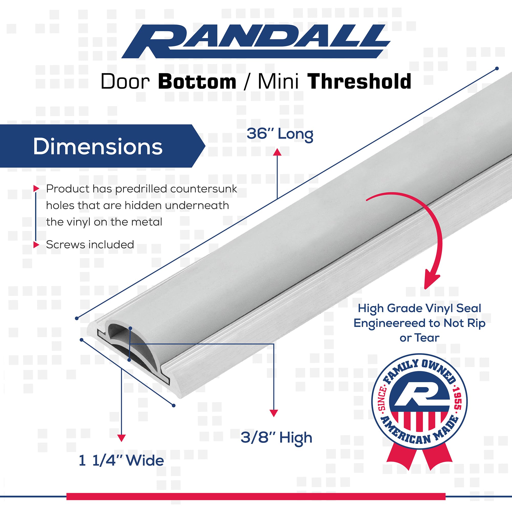 Randall Manufacturing Co., Inc 36 inch Mini Aluminum Threshold or Door ...