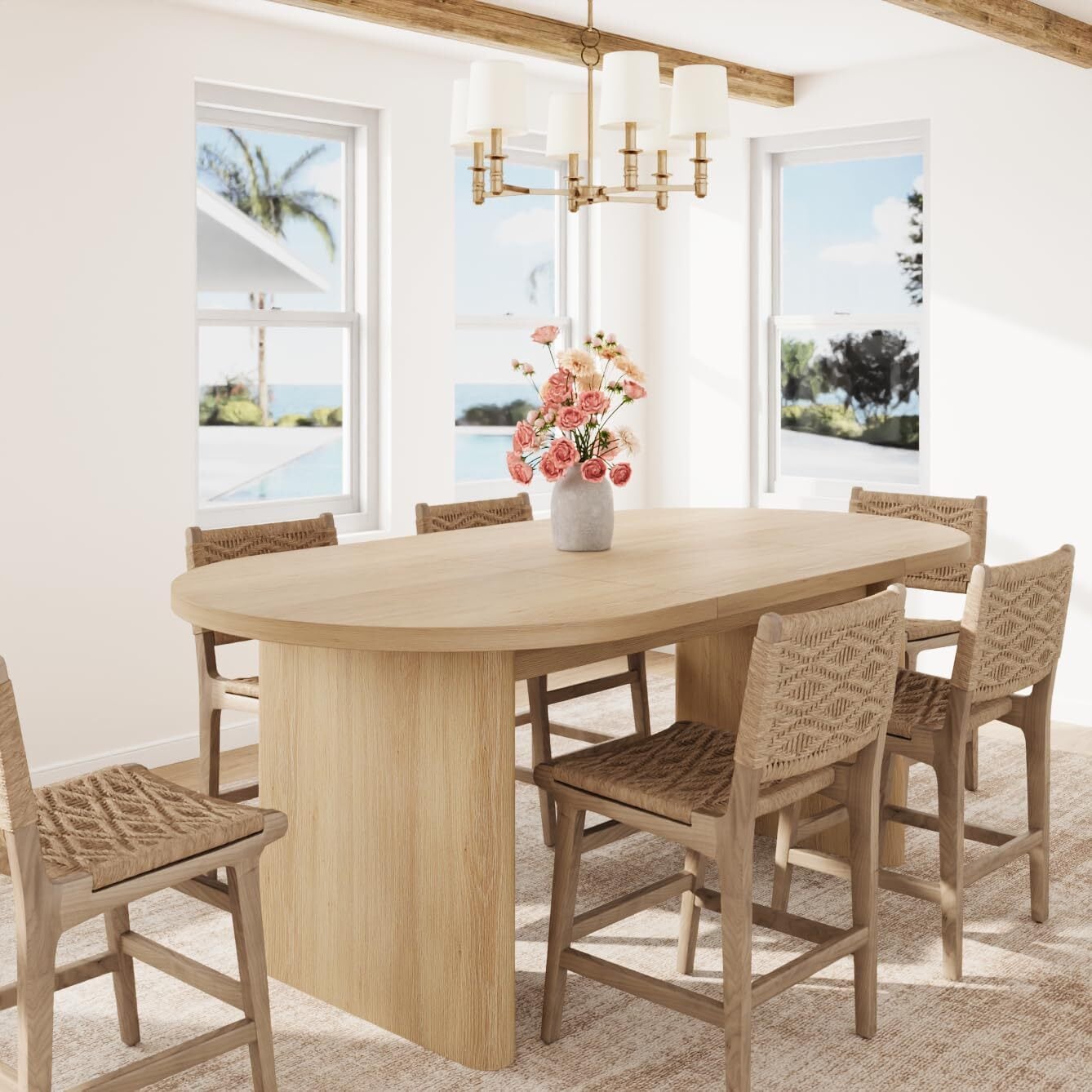Garvee 70 Oval Dining Table for 6 to 8 People Long Large Kitchen Table ...