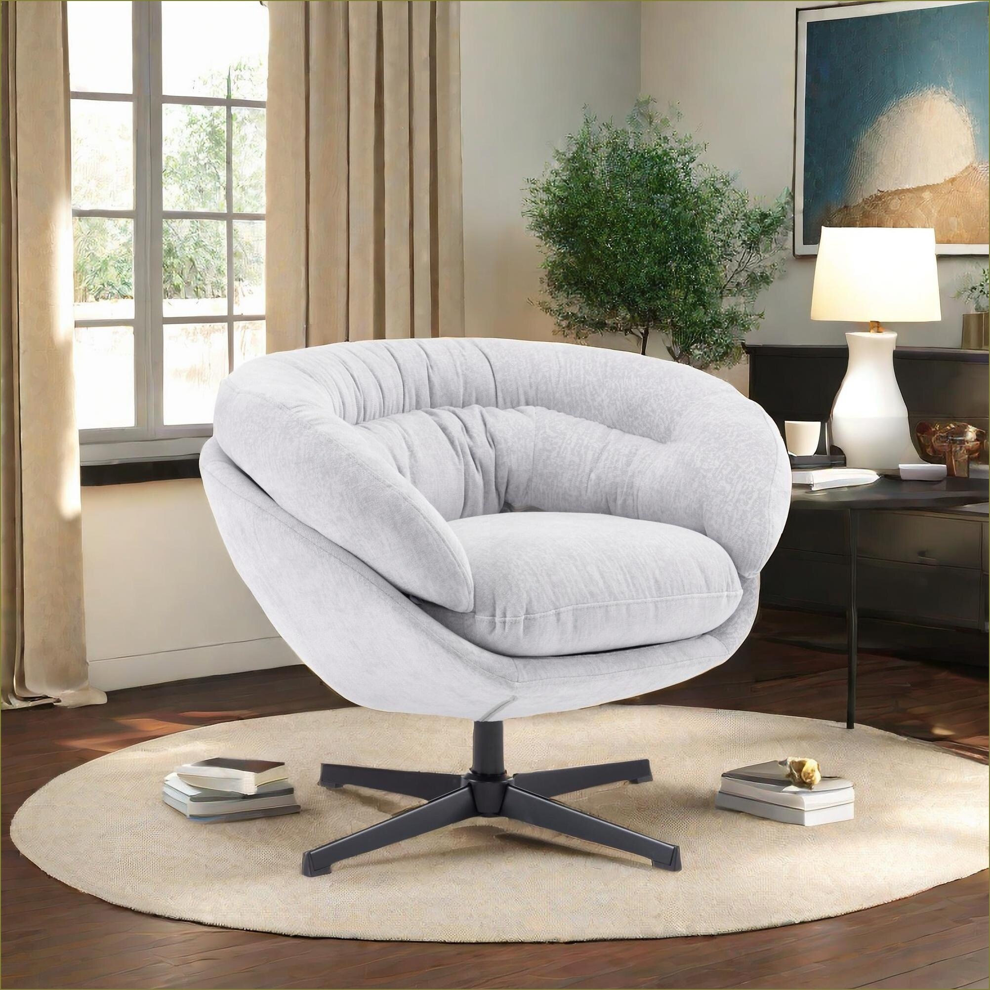 Watnature Light Gray 360 Swivel Chenille Accent Chair with Removable ...
