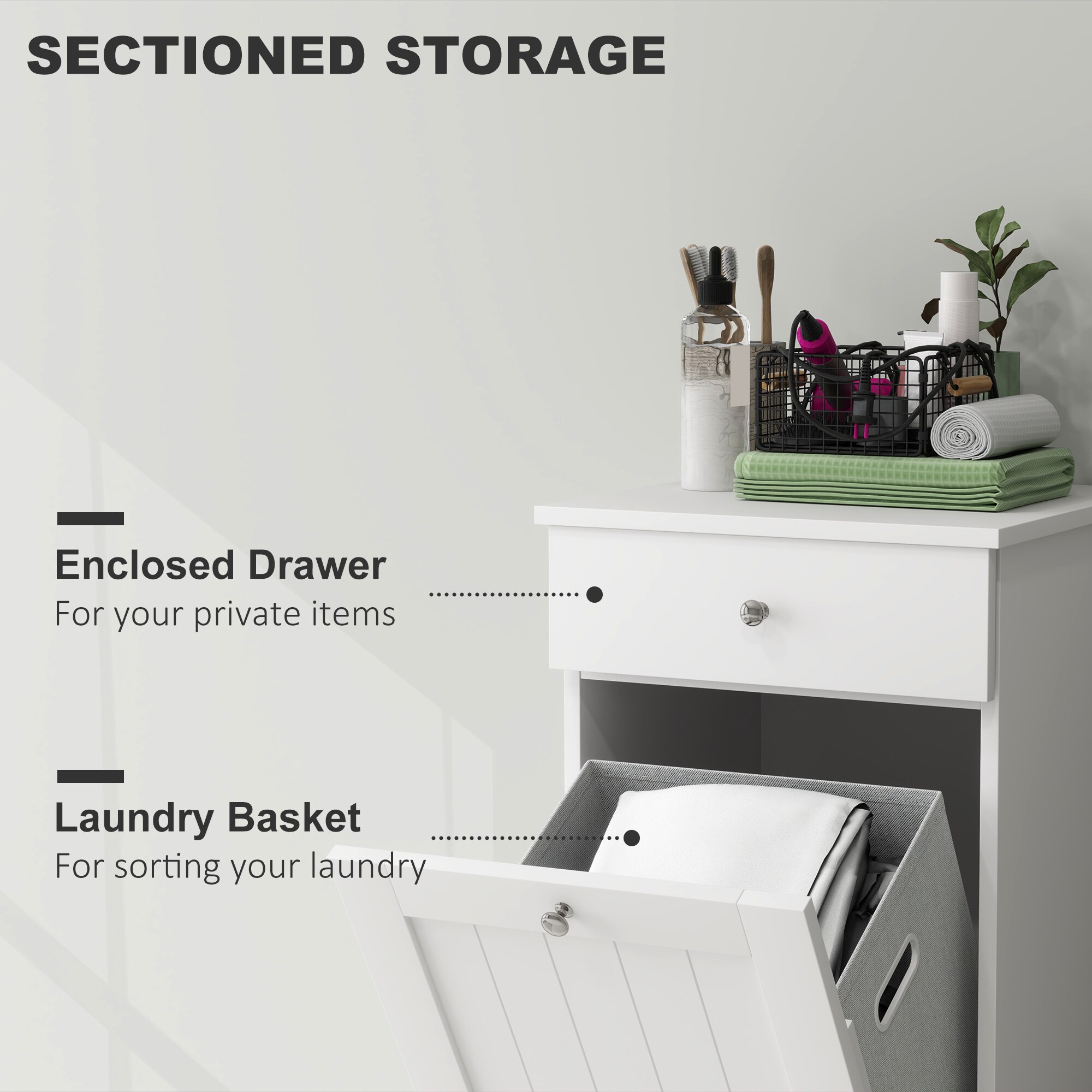 HomCom Laundry Hamper Cabinet with Removable Basket Tilt Out Laundry ...