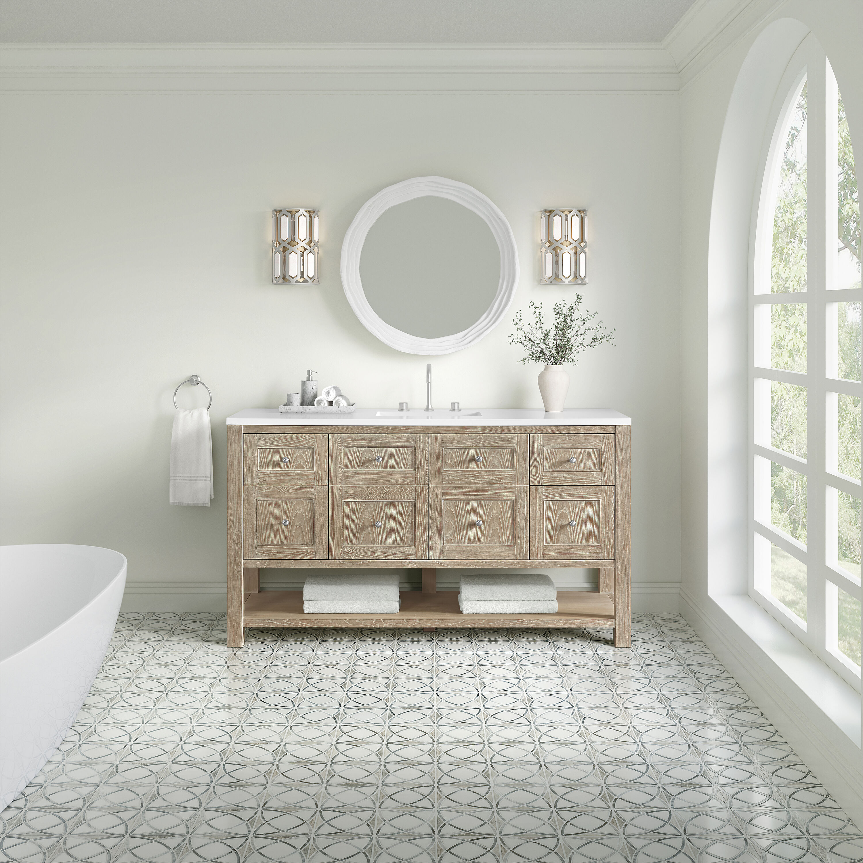 James Martin Vanities Breckenridge 60-in Whitewashed Oak Undermount ...