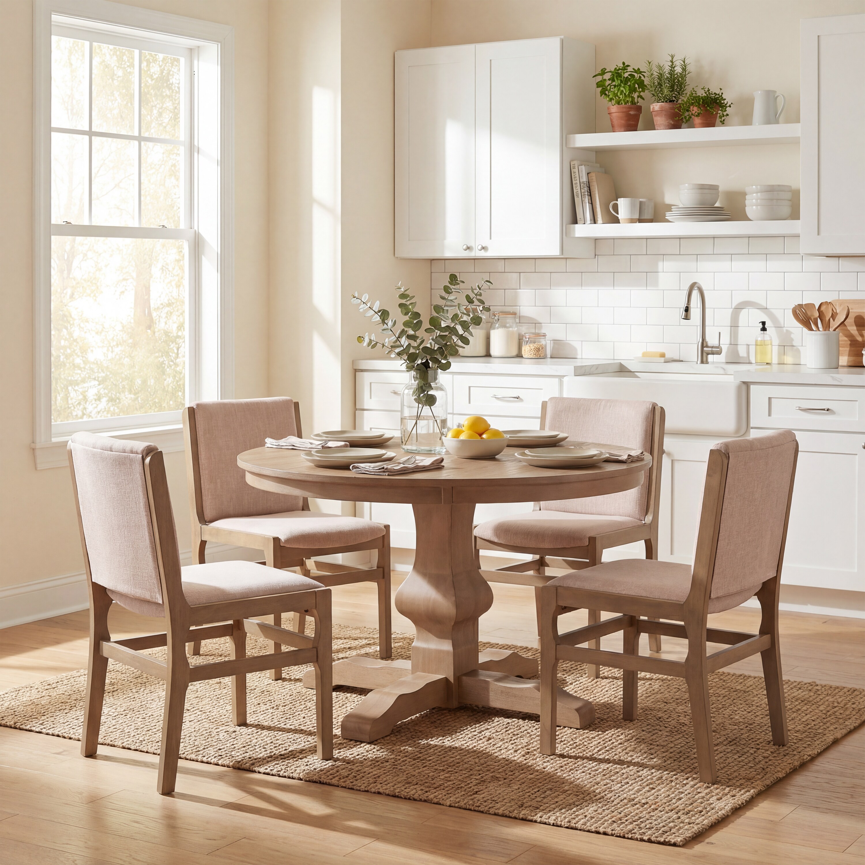 Christopher Knight Home Rustic 5-Piece Dining Set with Round Pedestal ...