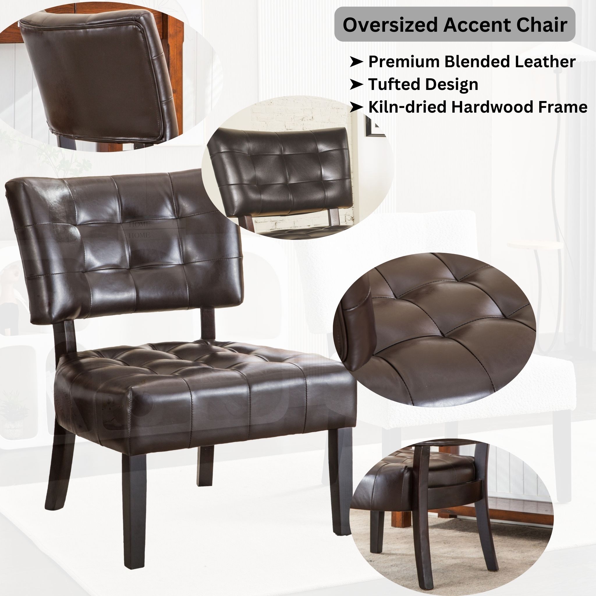 Roundhill Furniture Movile 27-in W Modern Brown Faux leather Accent ...