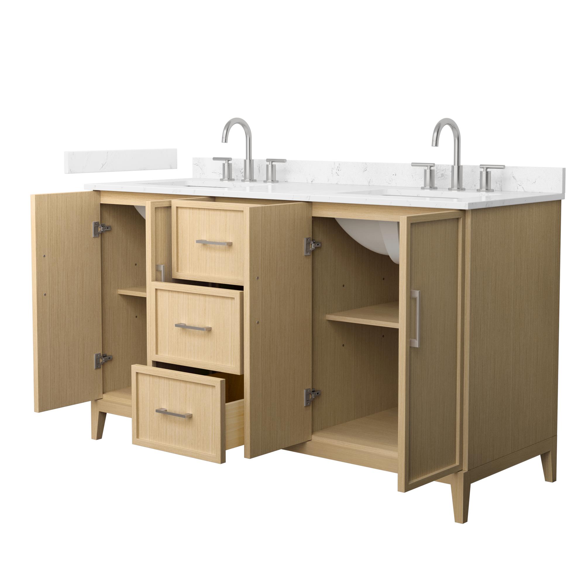 Wyndham Collection Elan 60-in White Oak with Brushed Nickel Trim ...