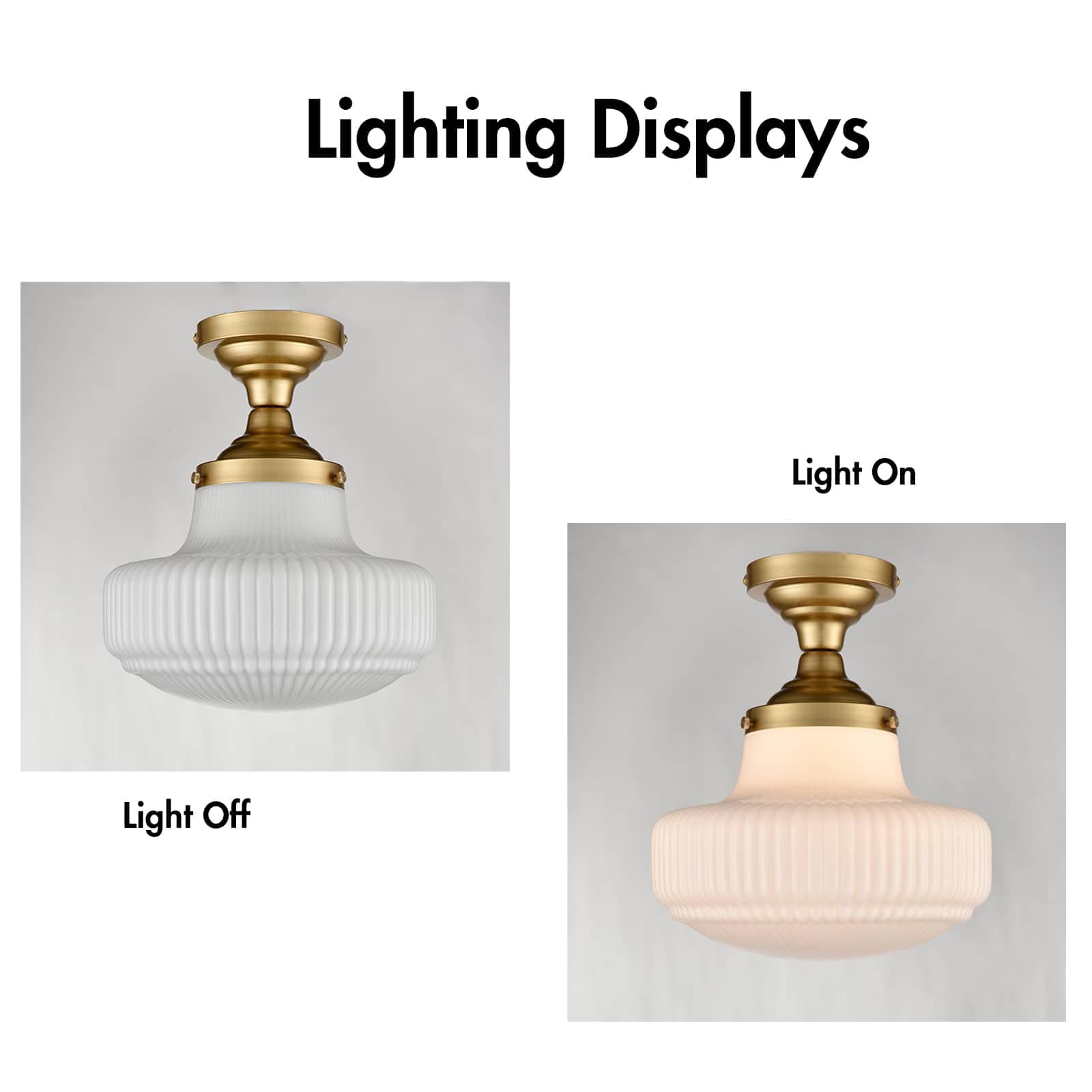 Claxy Opal 11-in Brass Indoor 1 -Light Semi-flush Mount Light with Opal ...