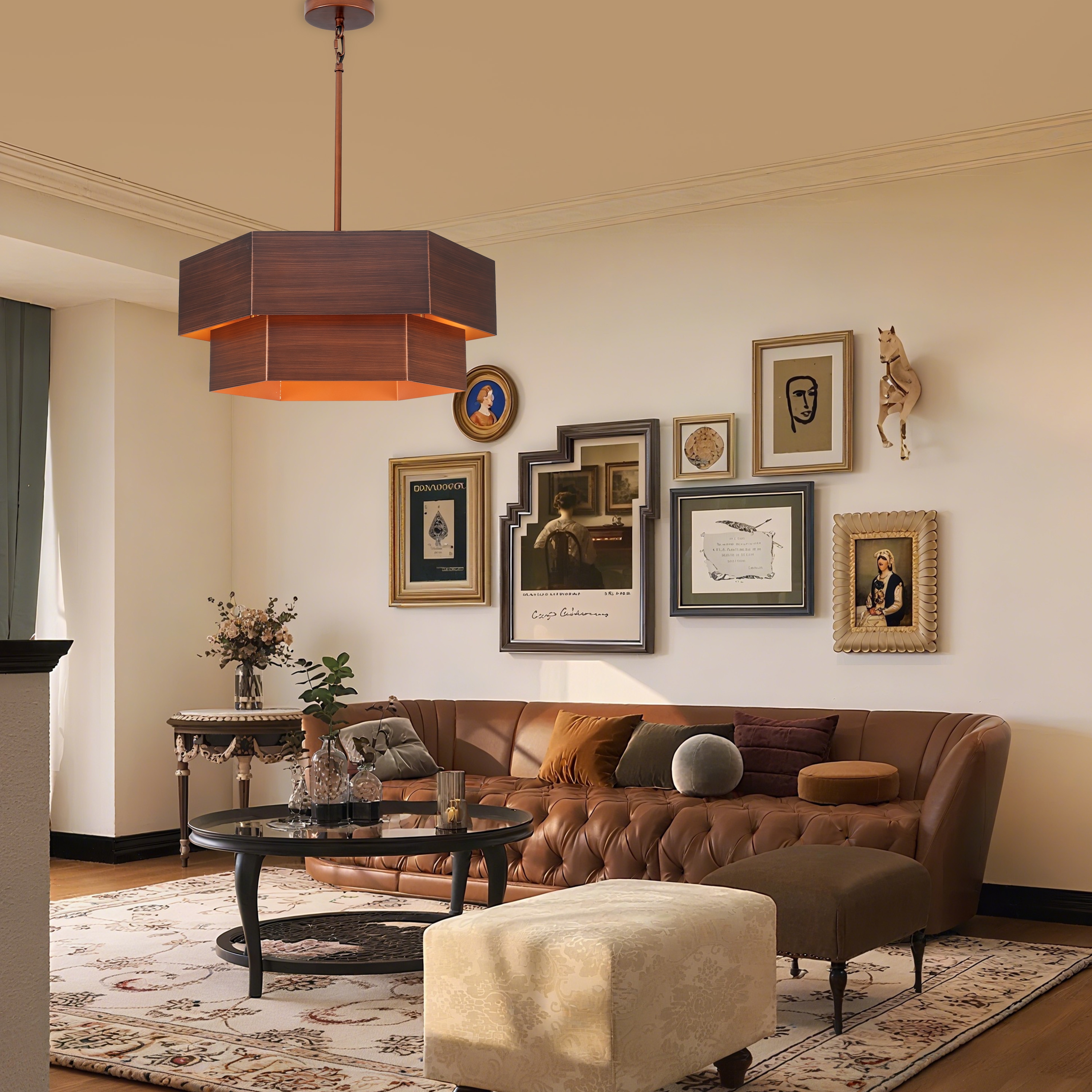 GZJunYo 4-Light Tiered Brown Traditional For Use in Bedrooms Dining ...