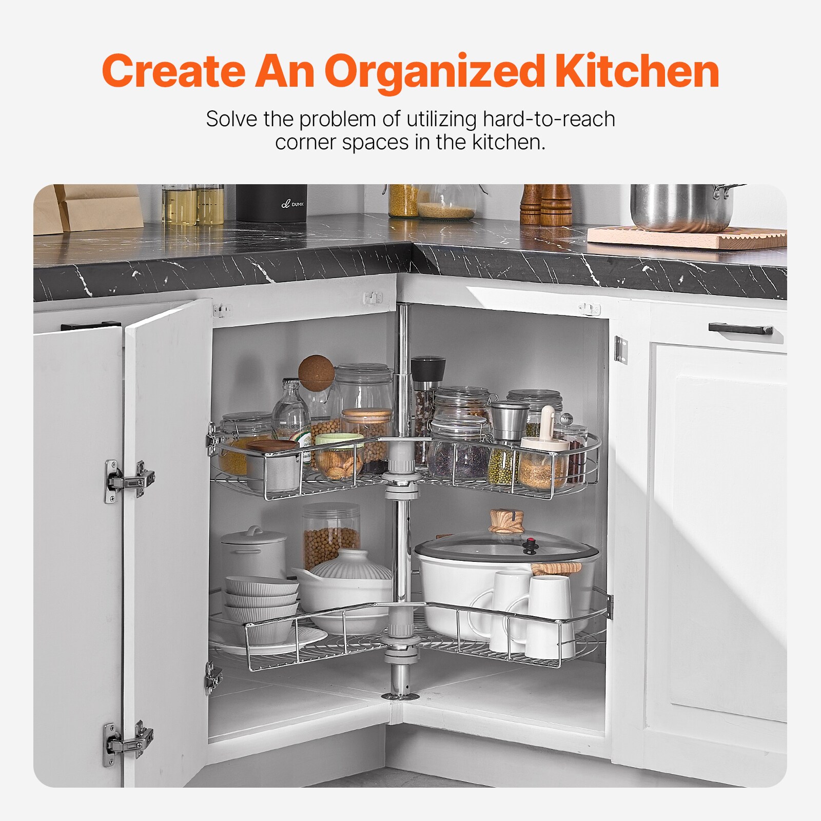 VEVOR 28in Kidney Shaped Chrome Corner Organizer 360degree Rotatble ...