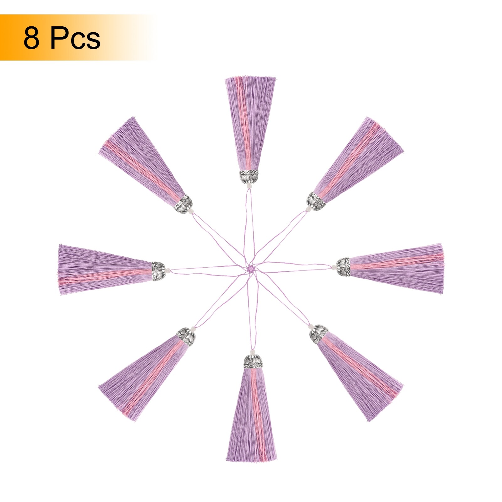 Unique Bargains 8 Pcs 9.8 Inch Silky Double Color Tassels Handmade Soft ...