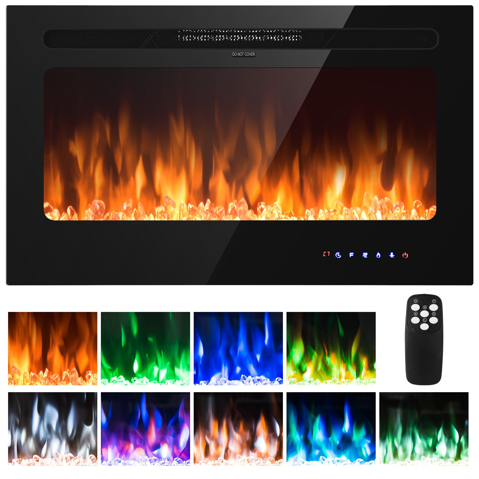 Boyel Living 36 in. Wall Mounted with Multi-Color Flame Electric ...