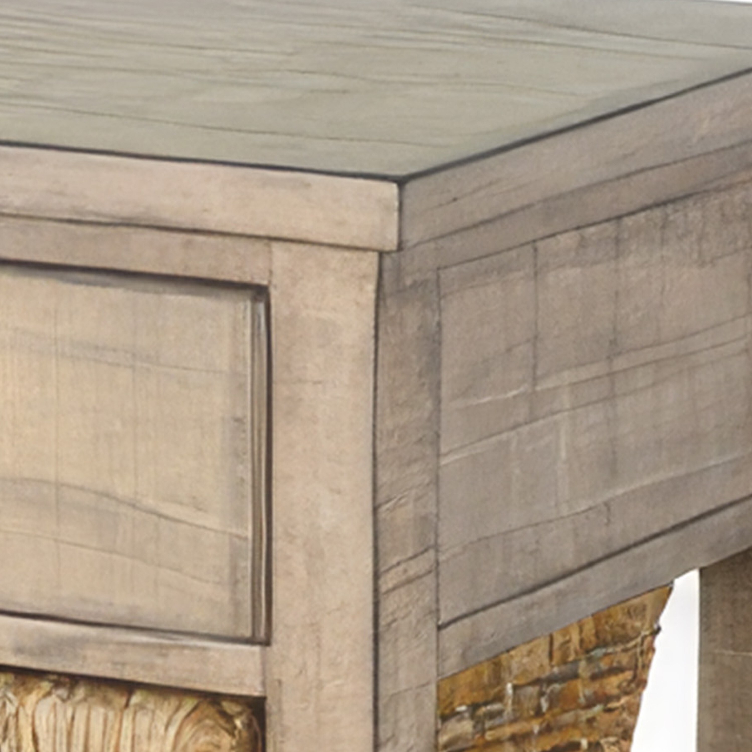 Benzara 20 in. Pebble Brown and Natural Brown Rectangular Wooden Top ...