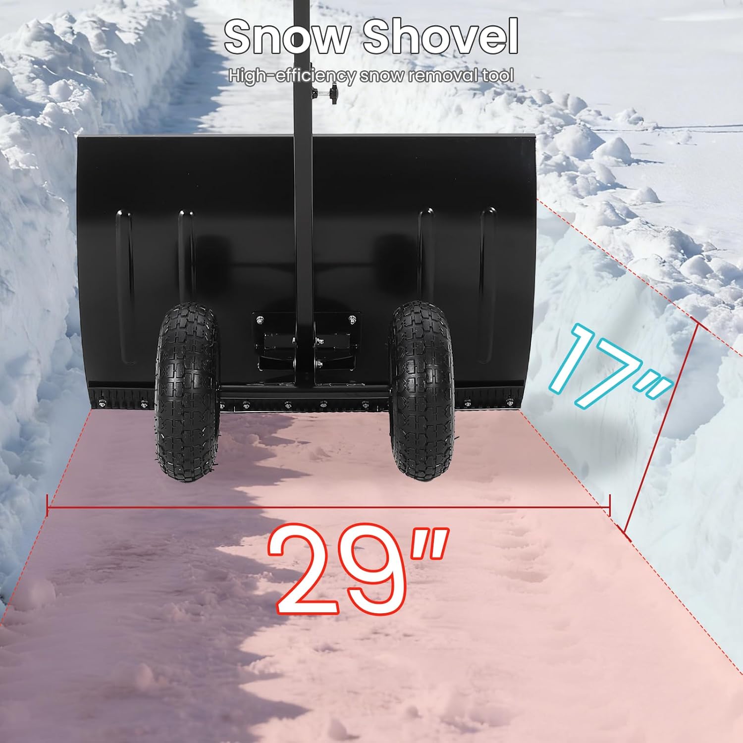 GAOMON 29-In Wheeled Snow Pusher with Adjustable 5-Angle Blade ...