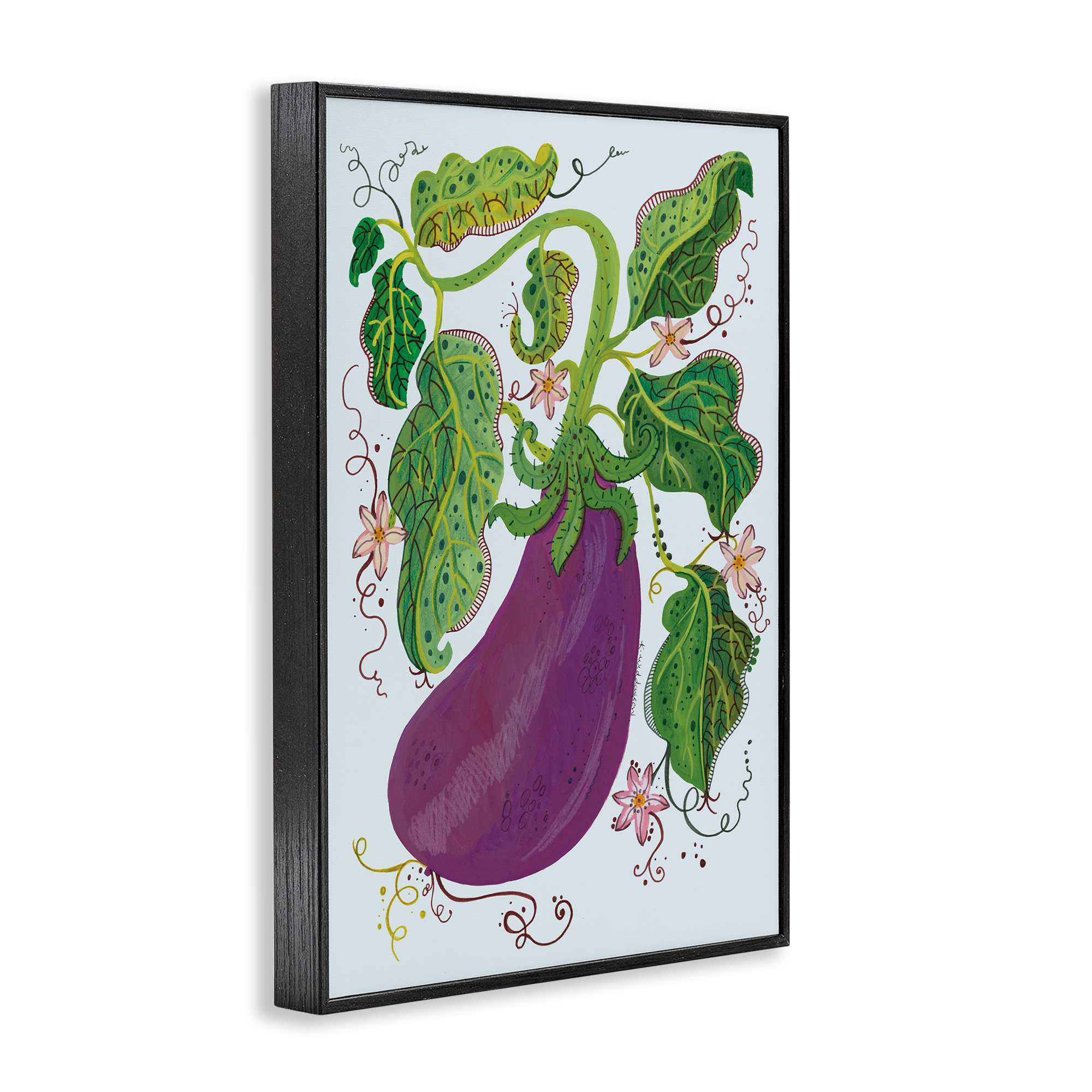 Stupell Industries Whimsical Detail Eggplant Black Framed Giclee Art By ...