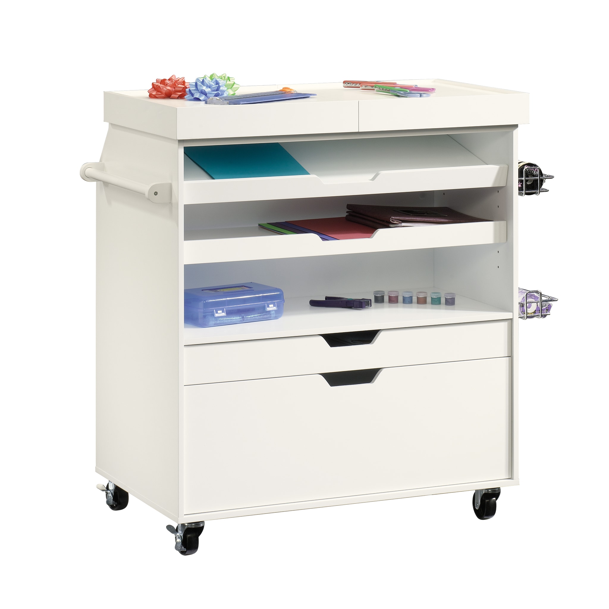 GLANZEND Tool Cabinet 2 Shelf Engineered Wood Craft Storage Cart ...