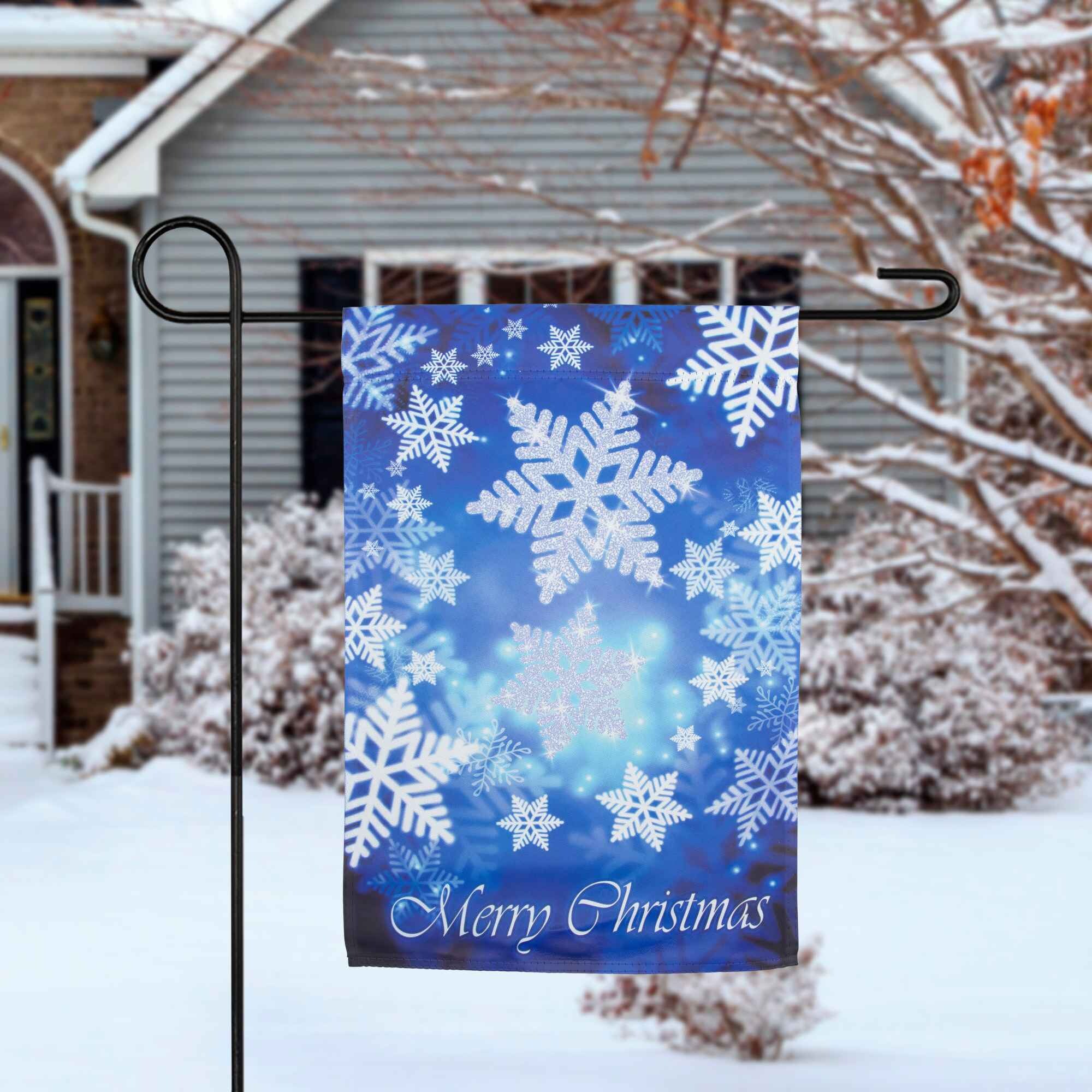 Northlight Blue and White Snowflakes Merry Christmas Outdoor Garden ...