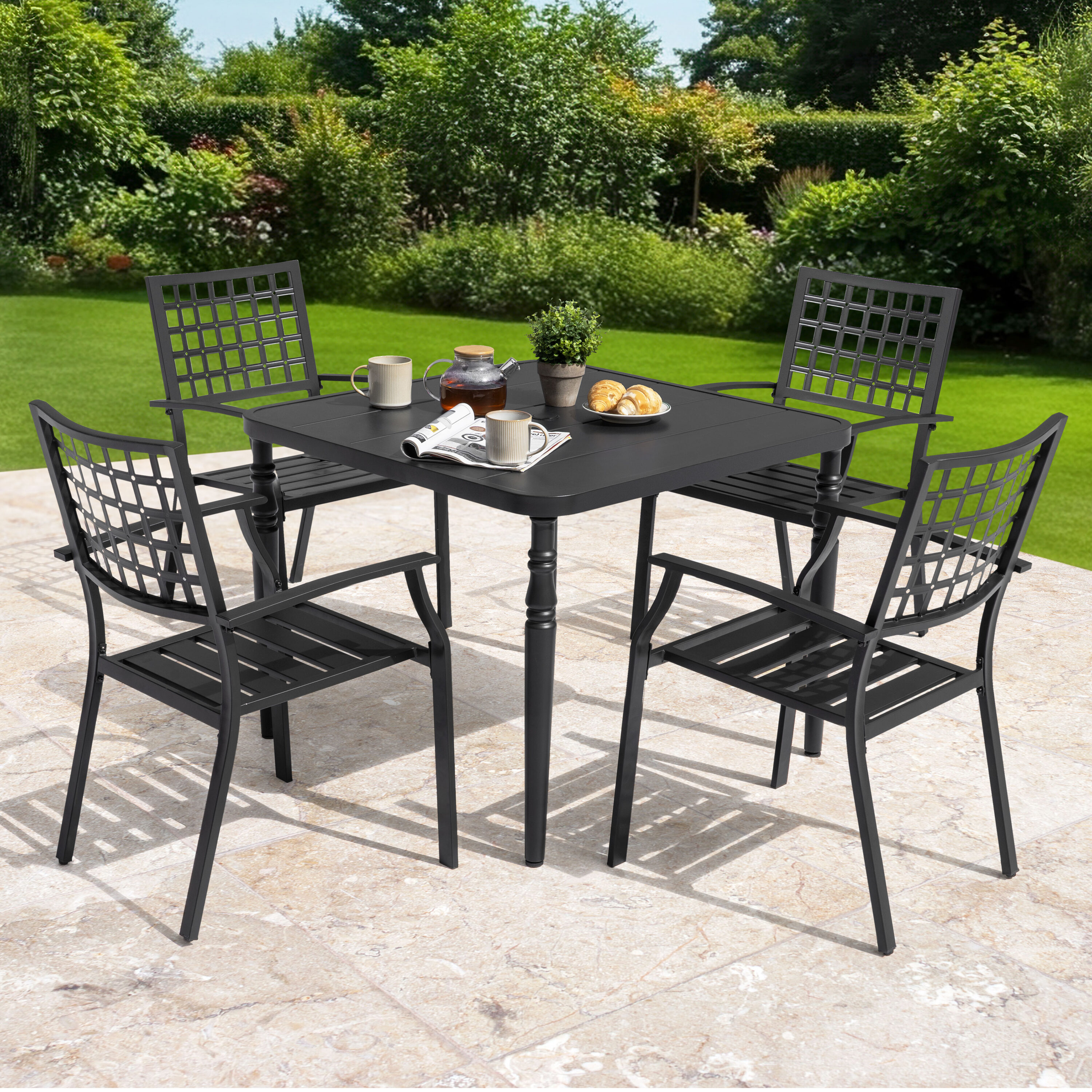 Black Patio Dining Set