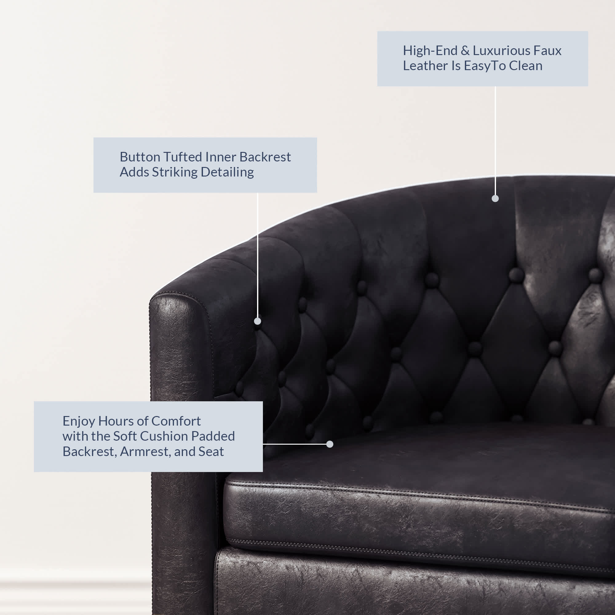 Belleze Accent Chairs Elegant Arm Chair Upholstered Tufted Barrel Chair ...