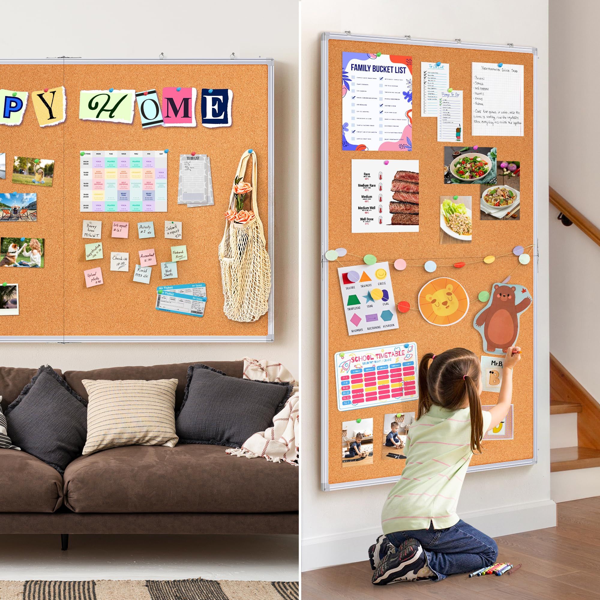 Maxtek Large White Cork Board 60x36 Inch Wall Mounted Bulletin Board ...