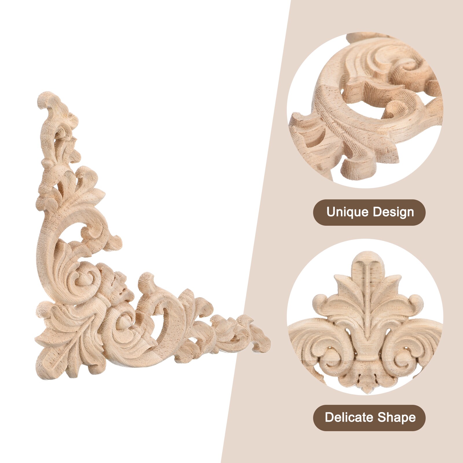 Unique Bargains 4pcs Wood Carved Appliques Unpainted Carving Decals for ...