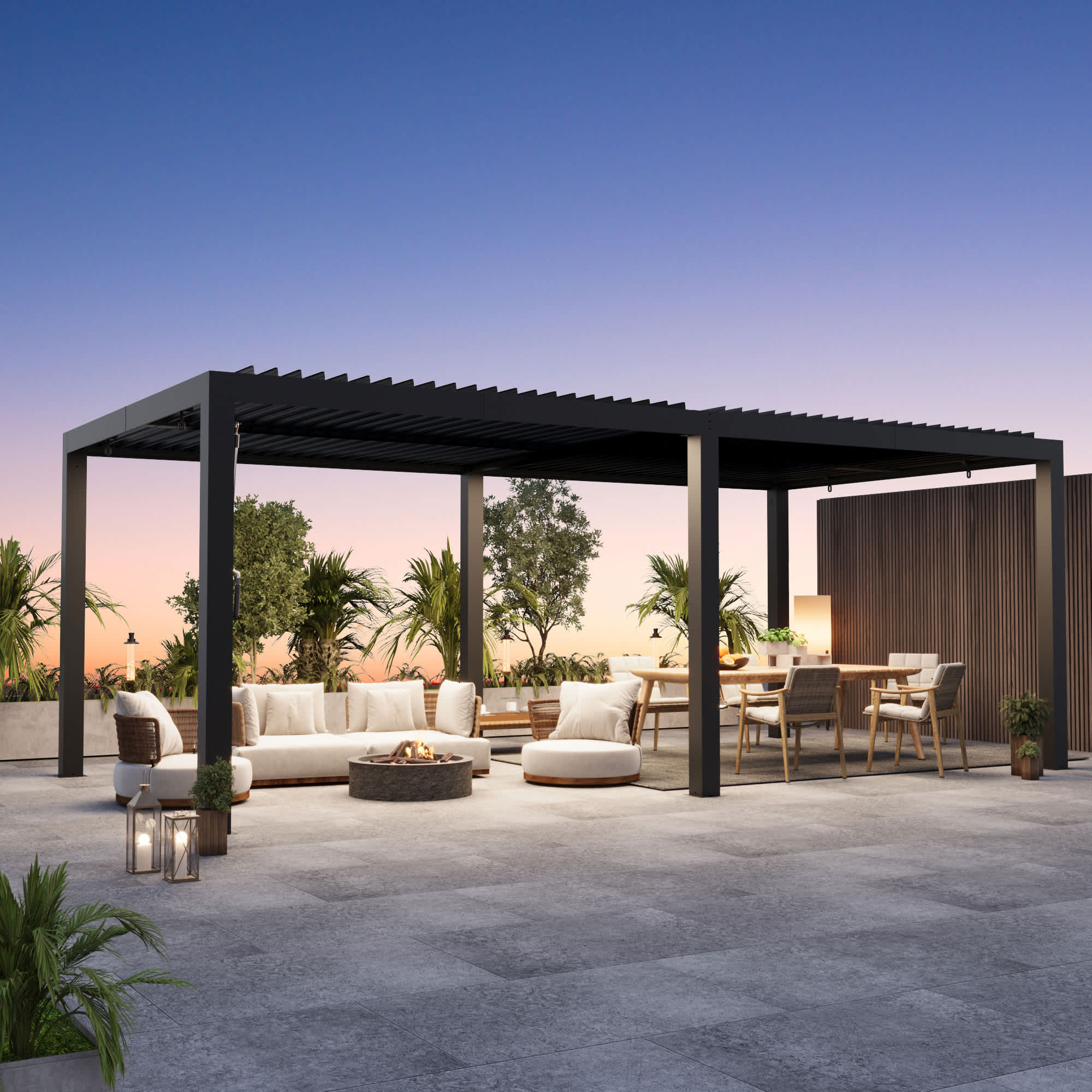 Modern Shade 10-ft x 20-ft Outdoor Metal Pergola with Adjustable ...