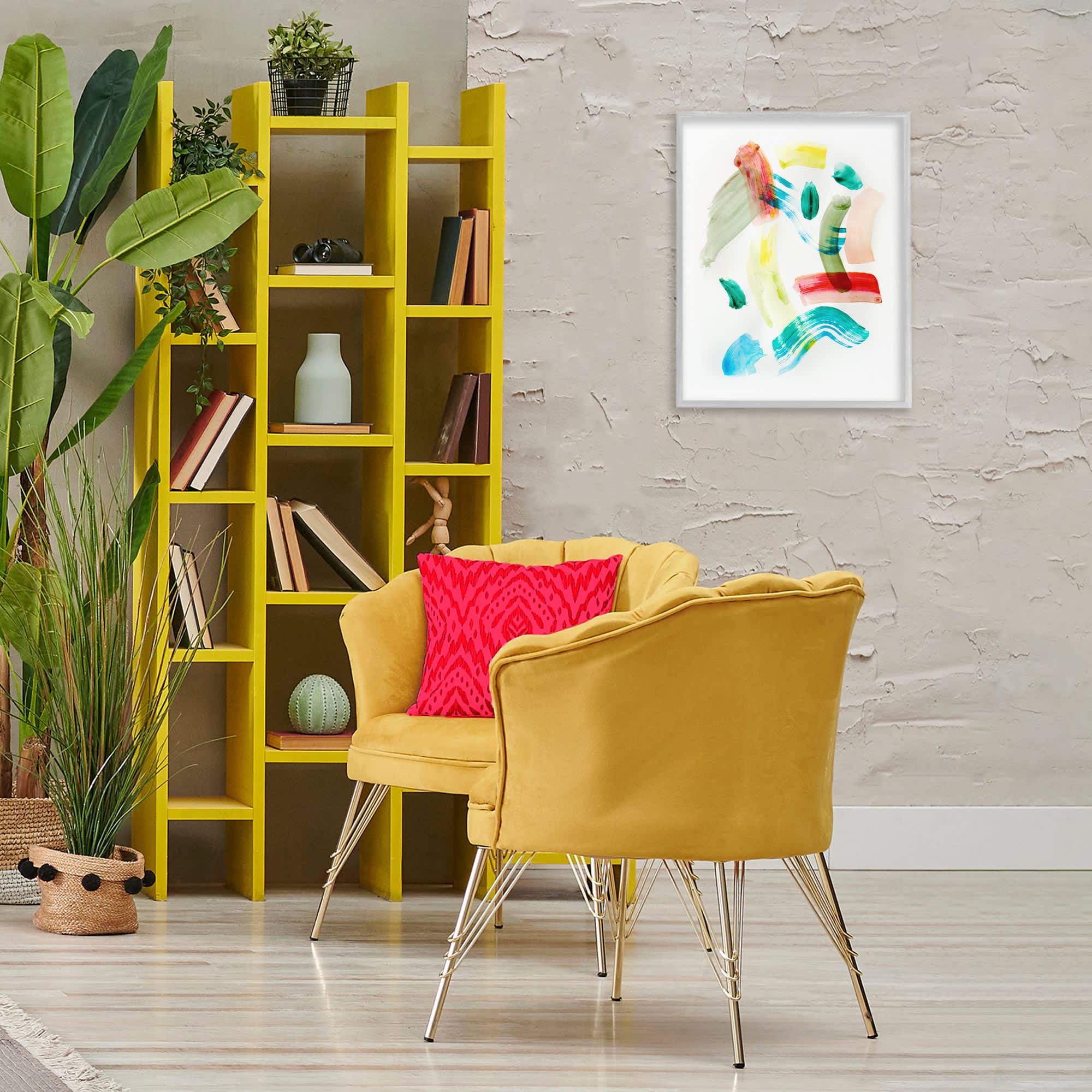 Stupell Industries Modern Curved Brush Strokes Gray Framed Giclee Art ...