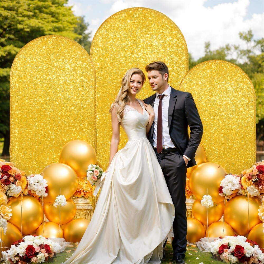 WhizMax Bling Arch Backdrop Cover Sequin Wedding Arch Stand Cover with ...