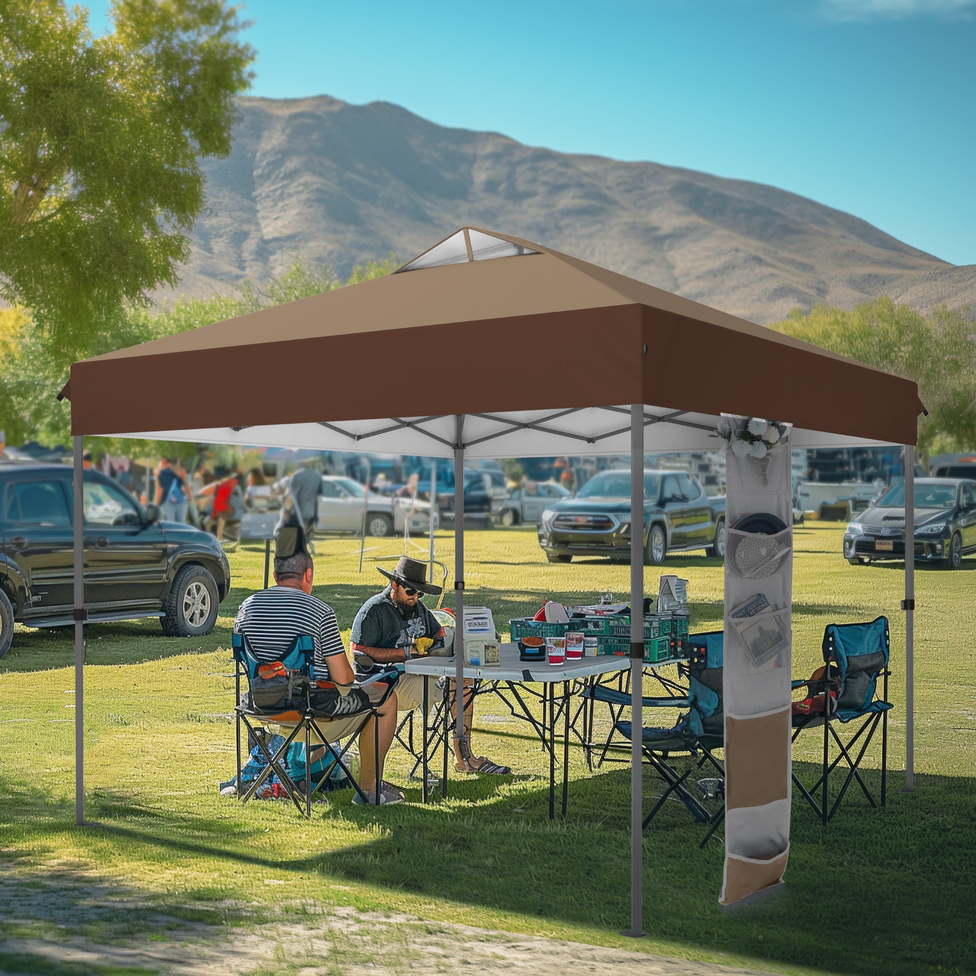 Sunshine Valley 10-ft x 10-ft Square Brown Pop-up canopy in the ...
