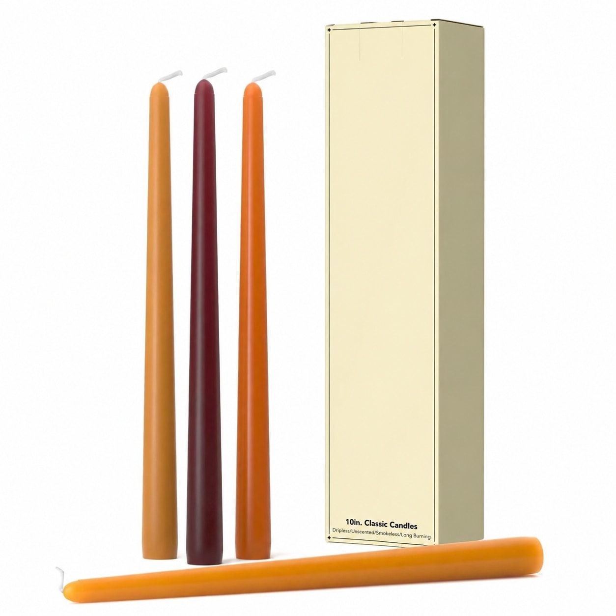 Phewnyzo 10 Inch Tall Dripless Taper Candles Set of 4 Unscented ...