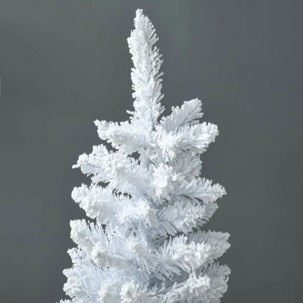 Choco Moon 5ft Decorated Slim Artificial Pencil Snow Flocked Christmas ...