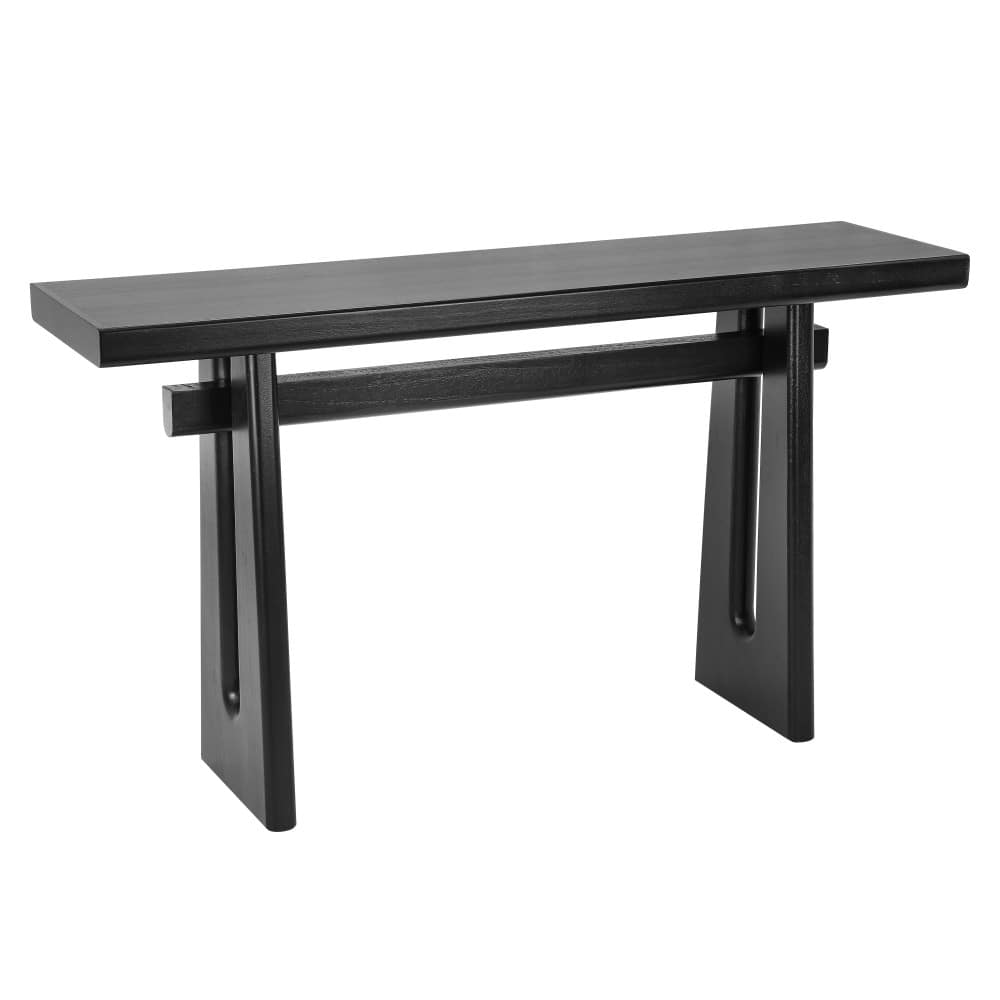 Coolbibila 59 Inch Black Console Table with MDF Wood Veneer and ...