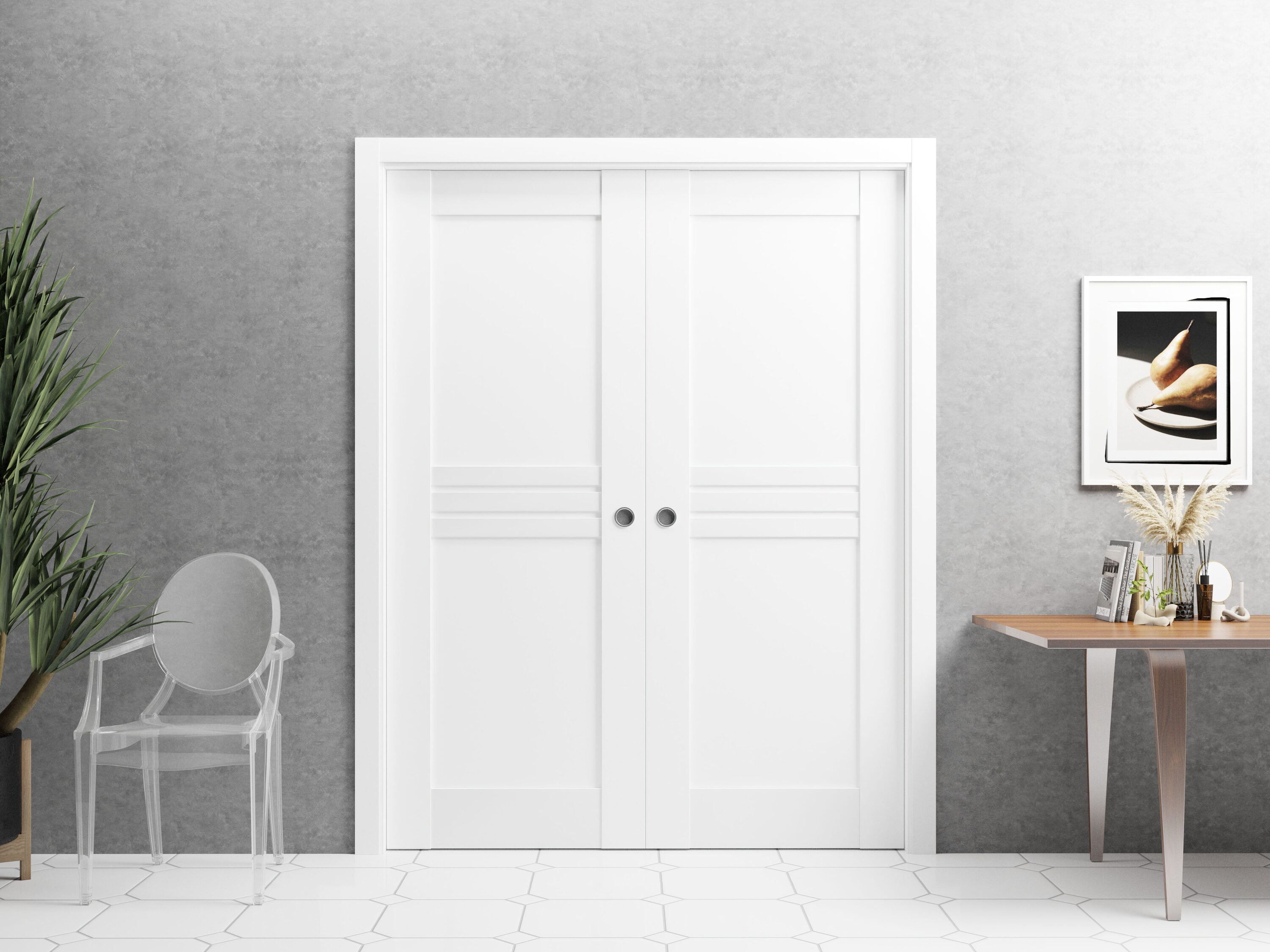Vdom doors Sliding French Double Pocket Doors 56 x 96 inches / Mela ...